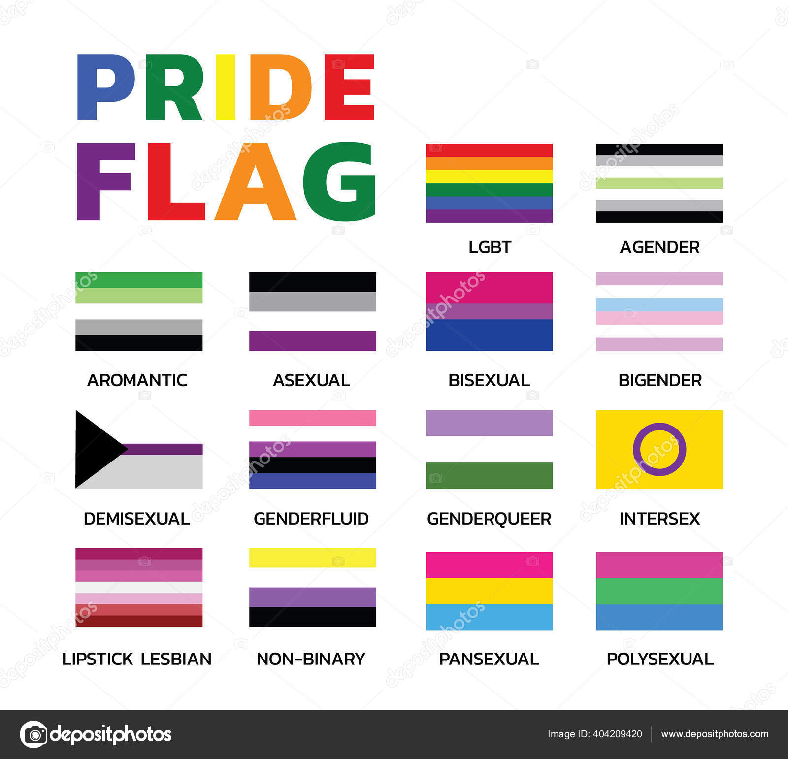 Pride Flags Variations Color Set Stock Vector by ©Punnawich 404209420