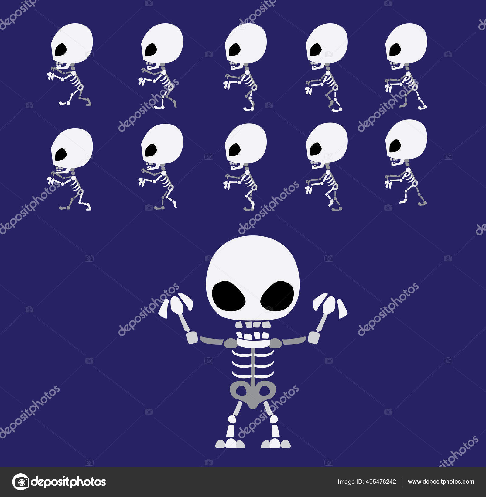 Bone Skeleton Walking Animation Sequence Cartoon Vector Stock Vector ...