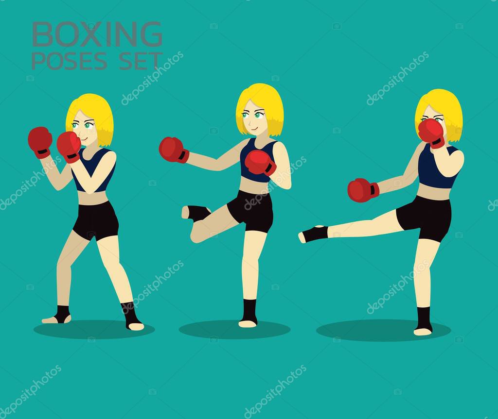Low Kick Manga Boxeo Poses Set Dibujos Animados Vector Ilustración ...