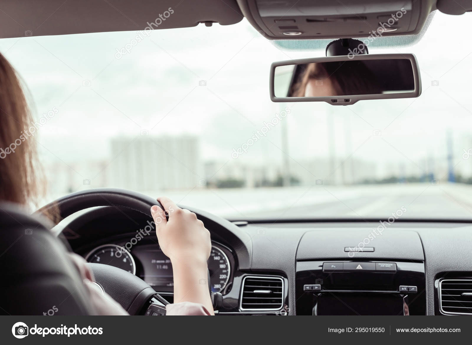 Woman Driving Autobahn View Back Seat Car — Stock Photo © flowertiare ...