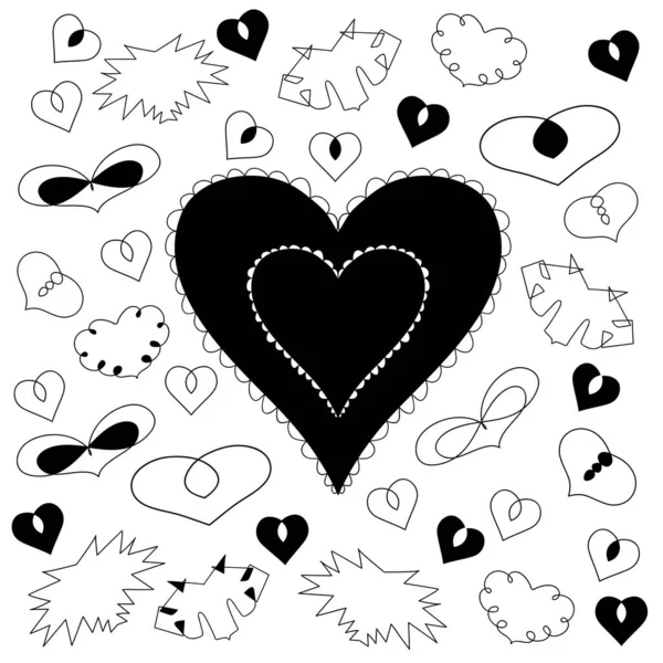 Valentine's Day Love and Hearts Sketchy Doodles Set Stock Vector Image ...