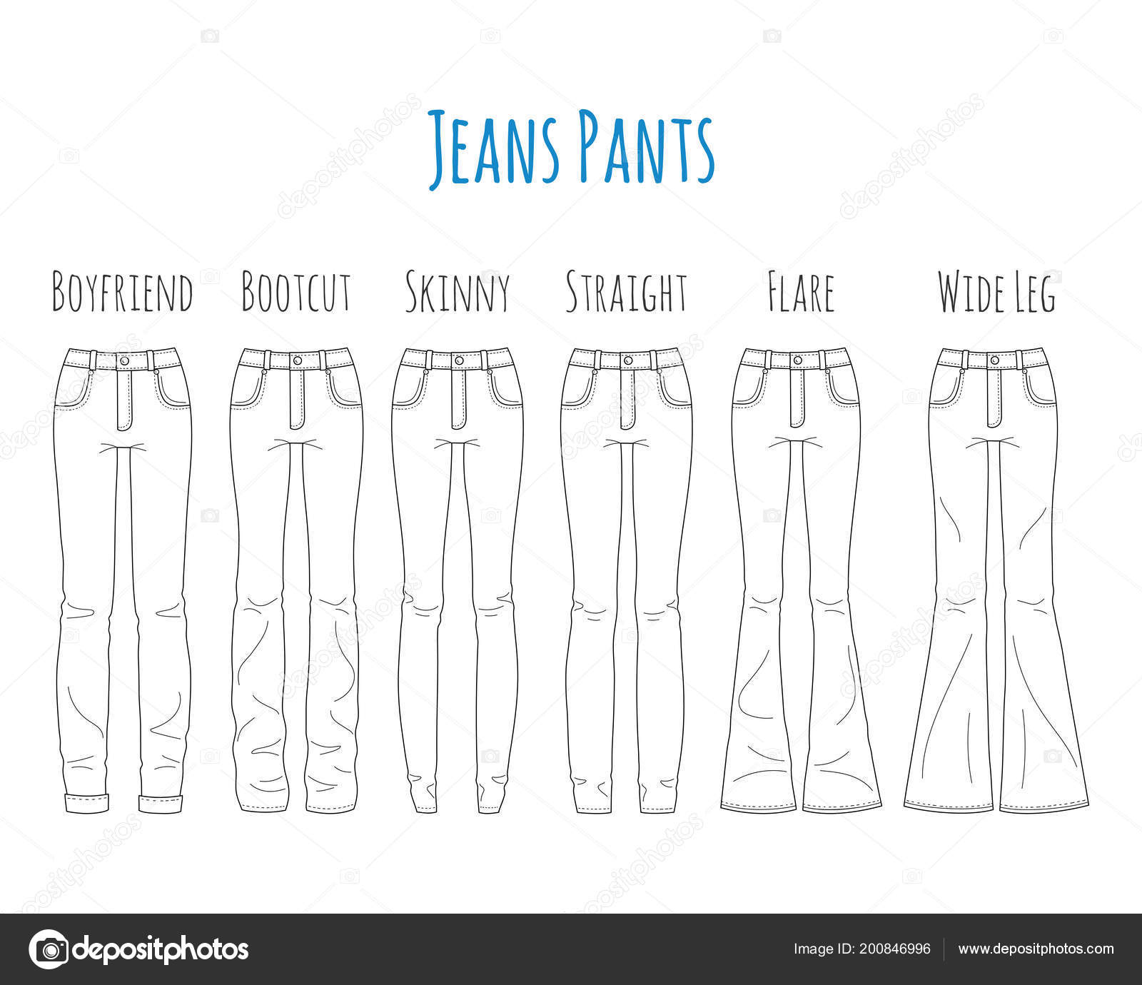 Vector Sketch Illustration Ripped Denim Jeans On White Background Stock