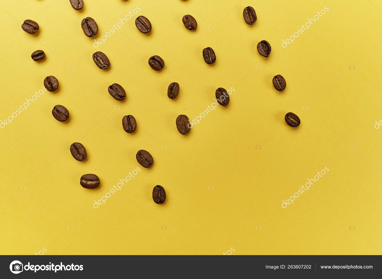 Roasted Aromatic Coffee Beans Yellow Background — Stock Photo ...