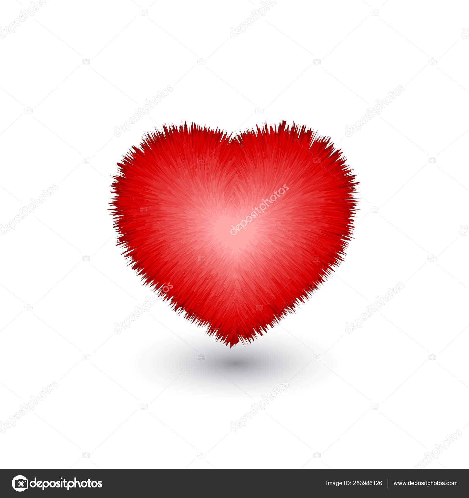 Realistic fur heart isolated for decoration on Valentine's day Stock ...