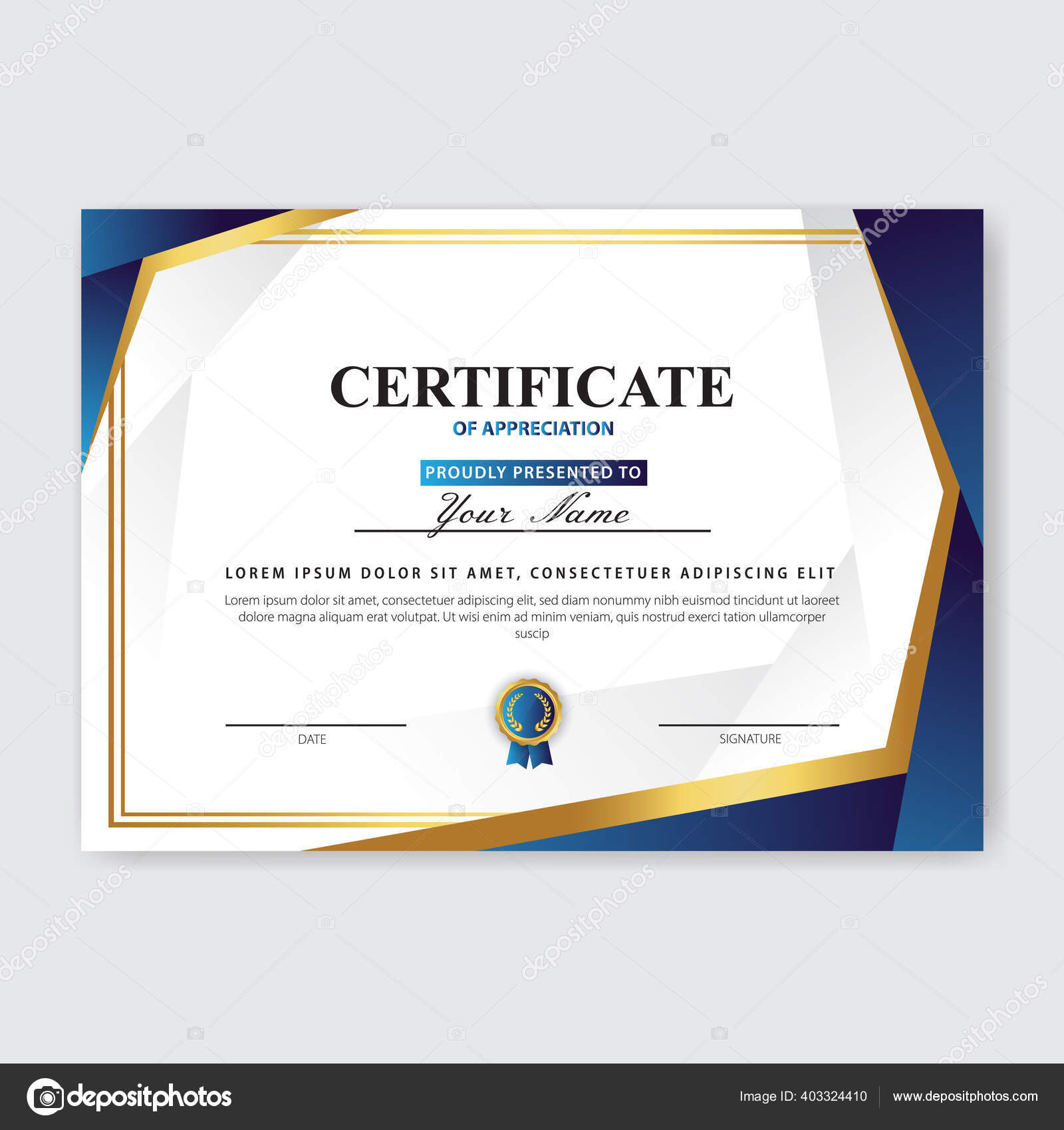 Plantilla Premio Certificado Creativo Apreciación Vector de stock ...