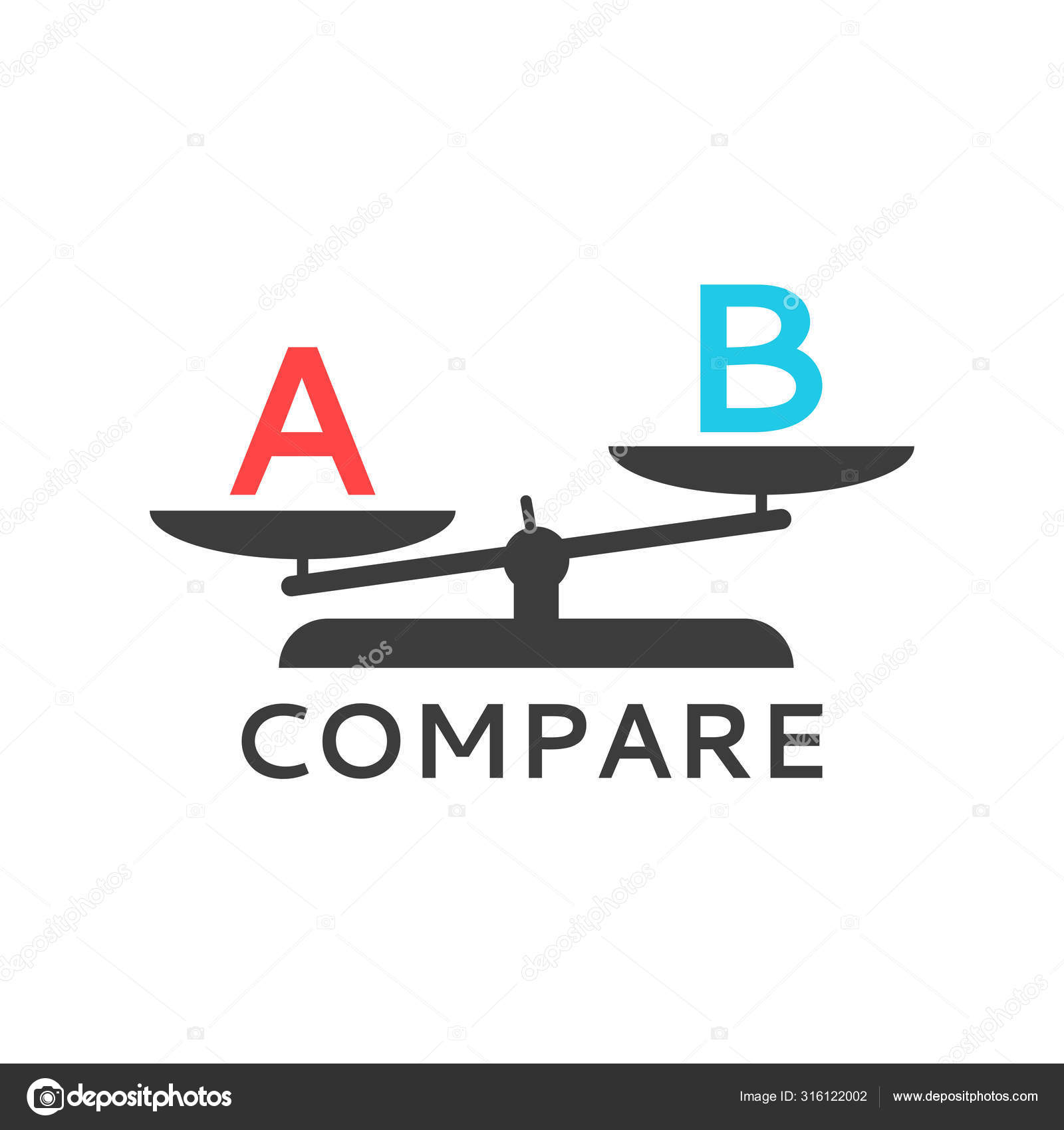 Símbolo para las escalas del logotipo de comparación de dos opuestos ...