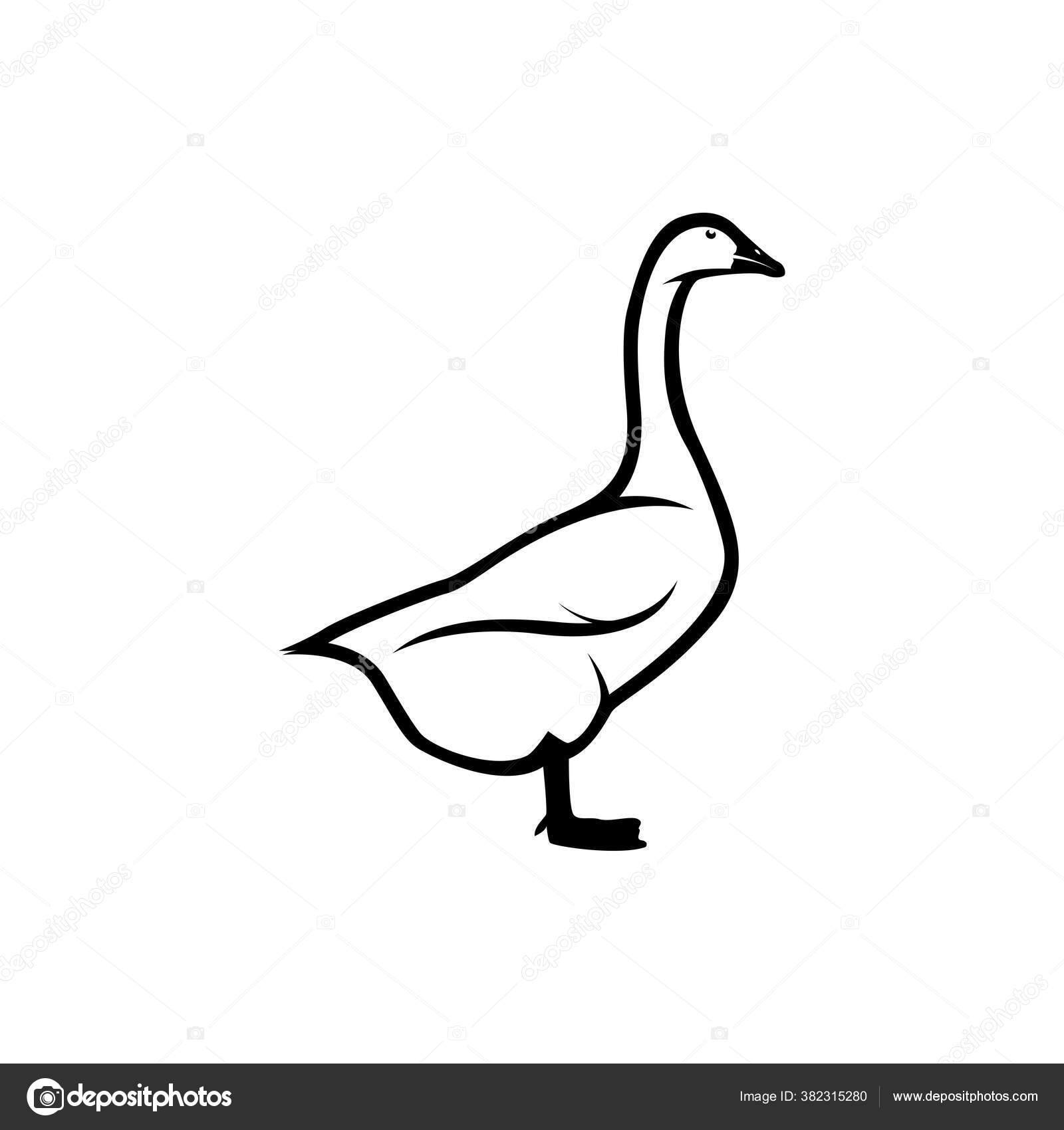 Silueta De Ganso Vector Familia De Gansos Con Jóvenes Vector De Stock