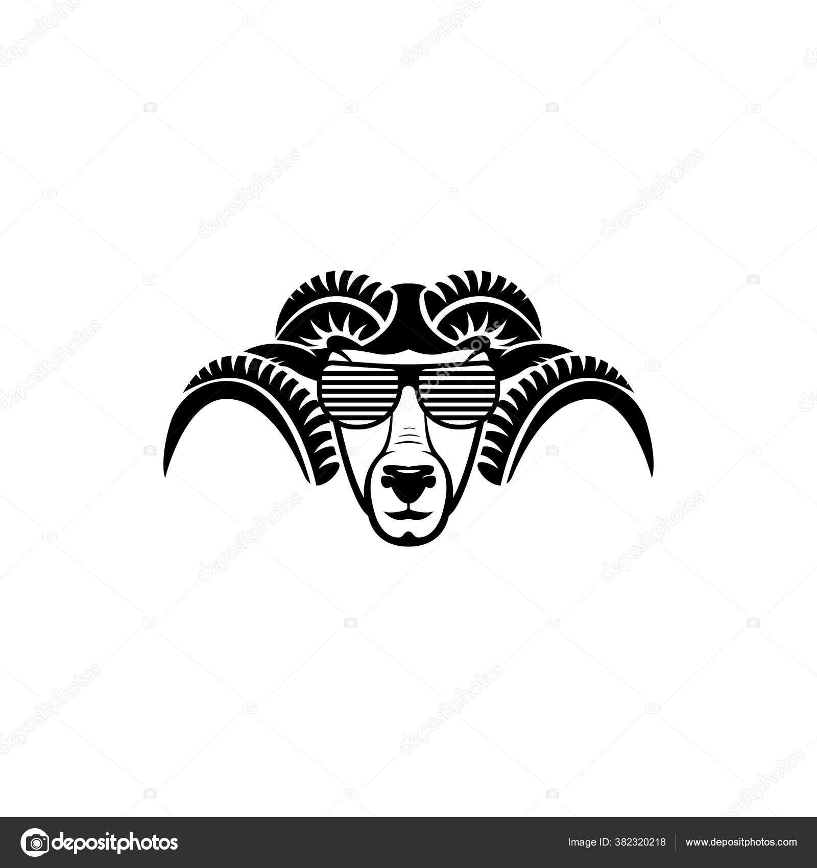 Vector Ram Head Face Retro Logos Emblems Badges Labels Template Stock ...