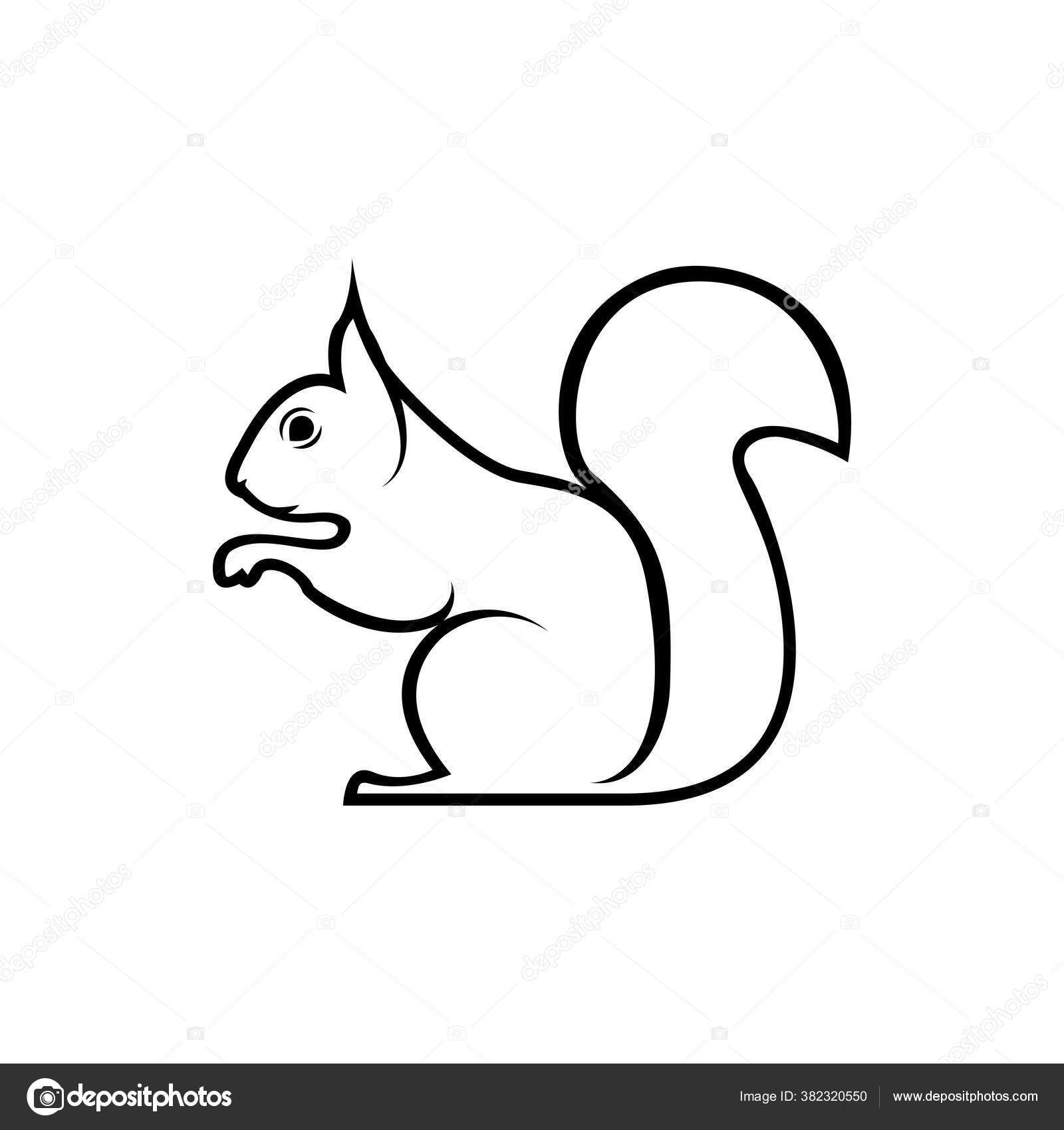 Vector Squirrel Silhouette View Side Retro Logos Emblems Badges Labels ...