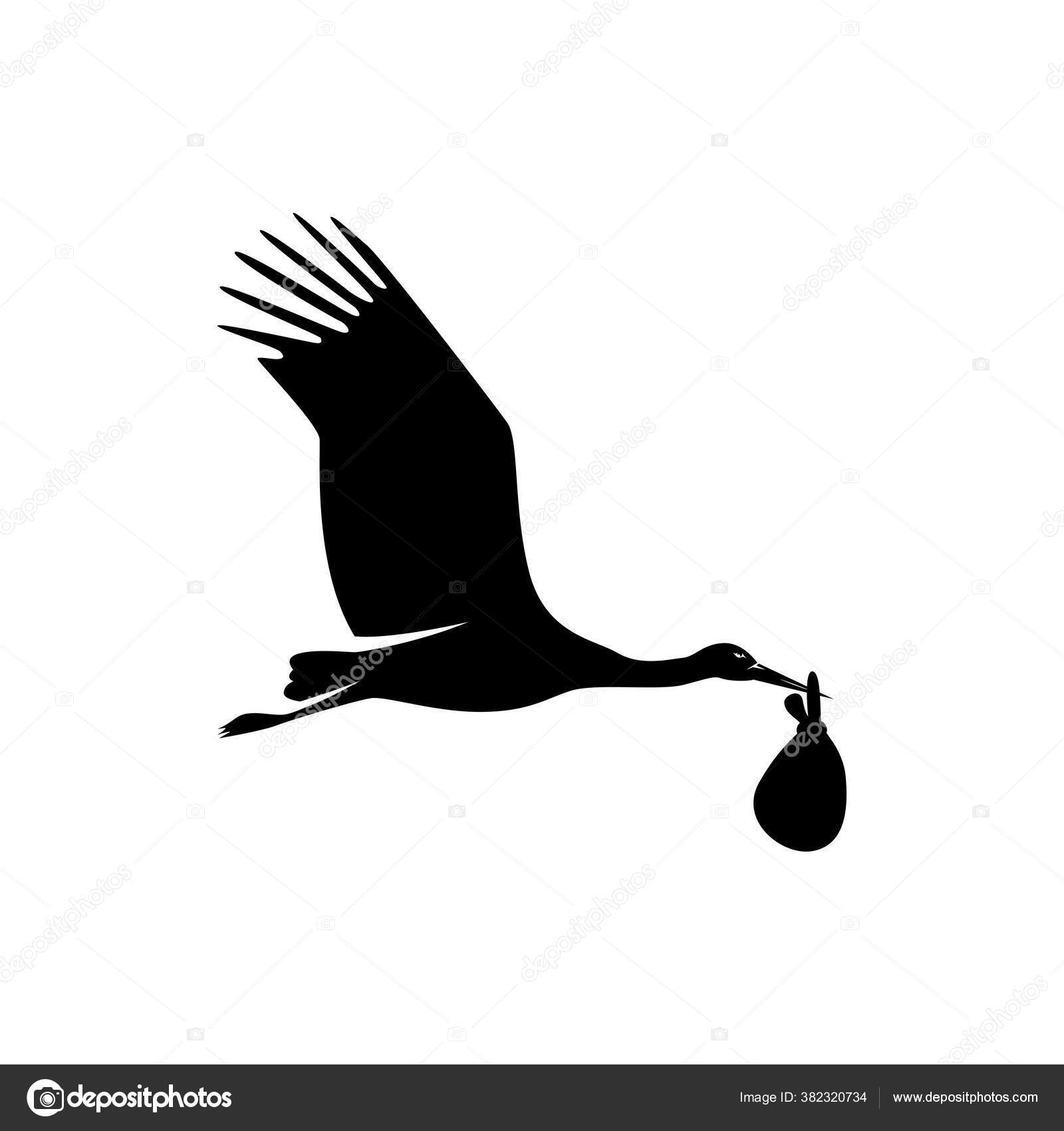 Stork With Baby Silhouette