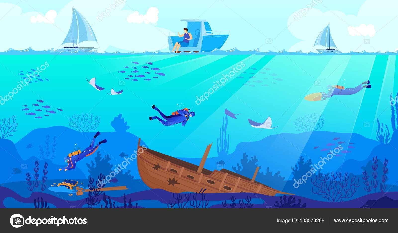 Cartoon Sunken Ship