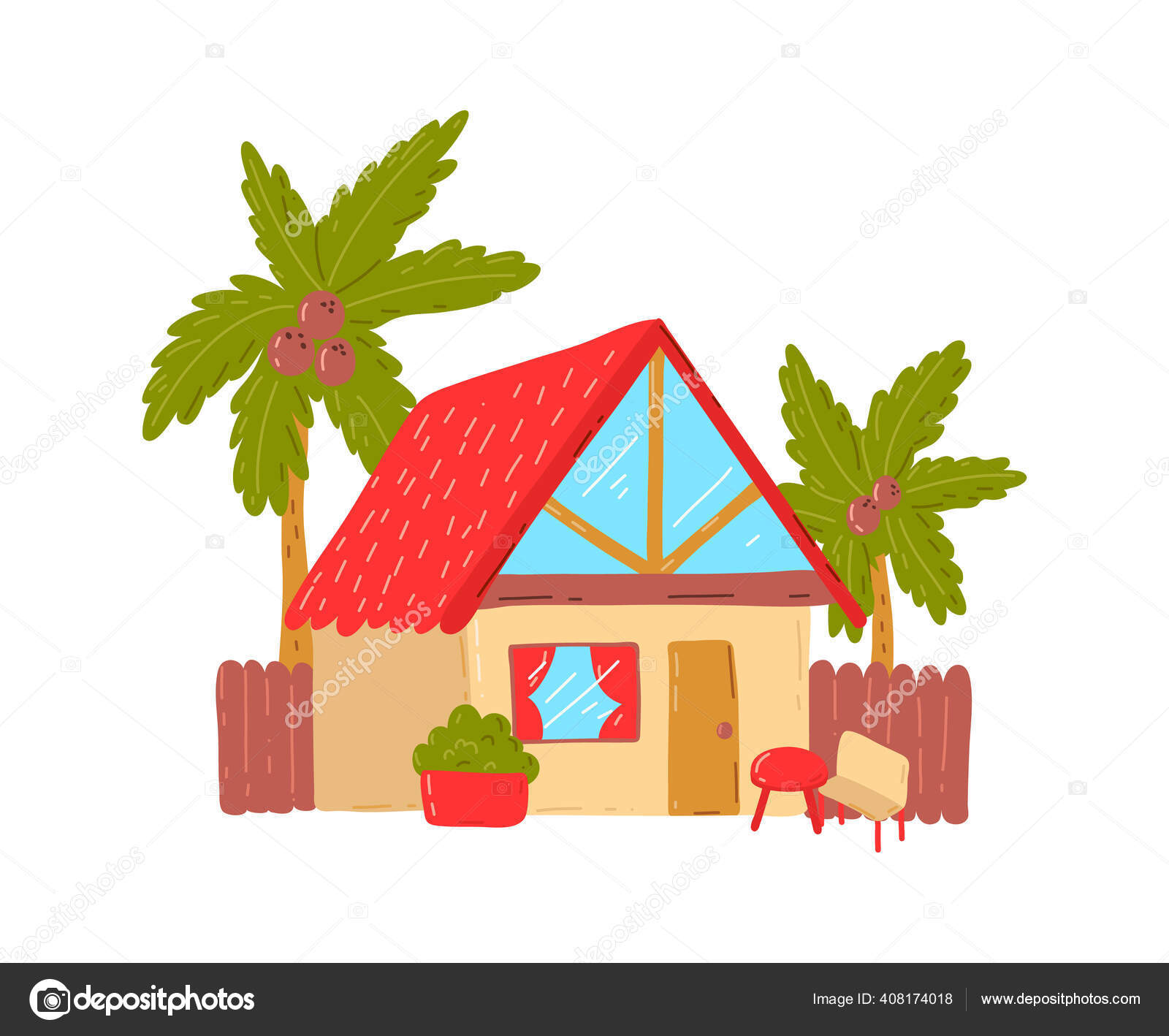 Casa de playa tropical, activo, vacaciones de verano caliente, cabaña ...