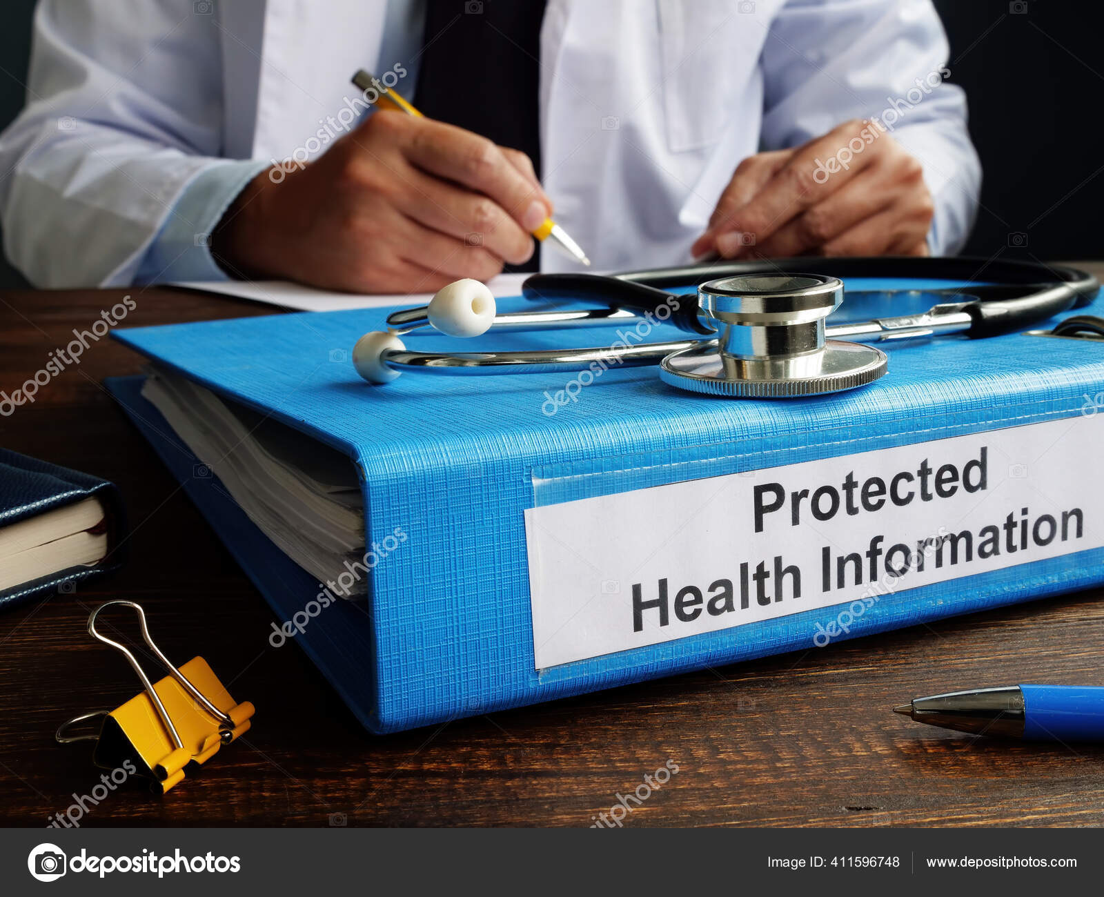 Folder with protected health information PHI as part of HIPAA rules ...