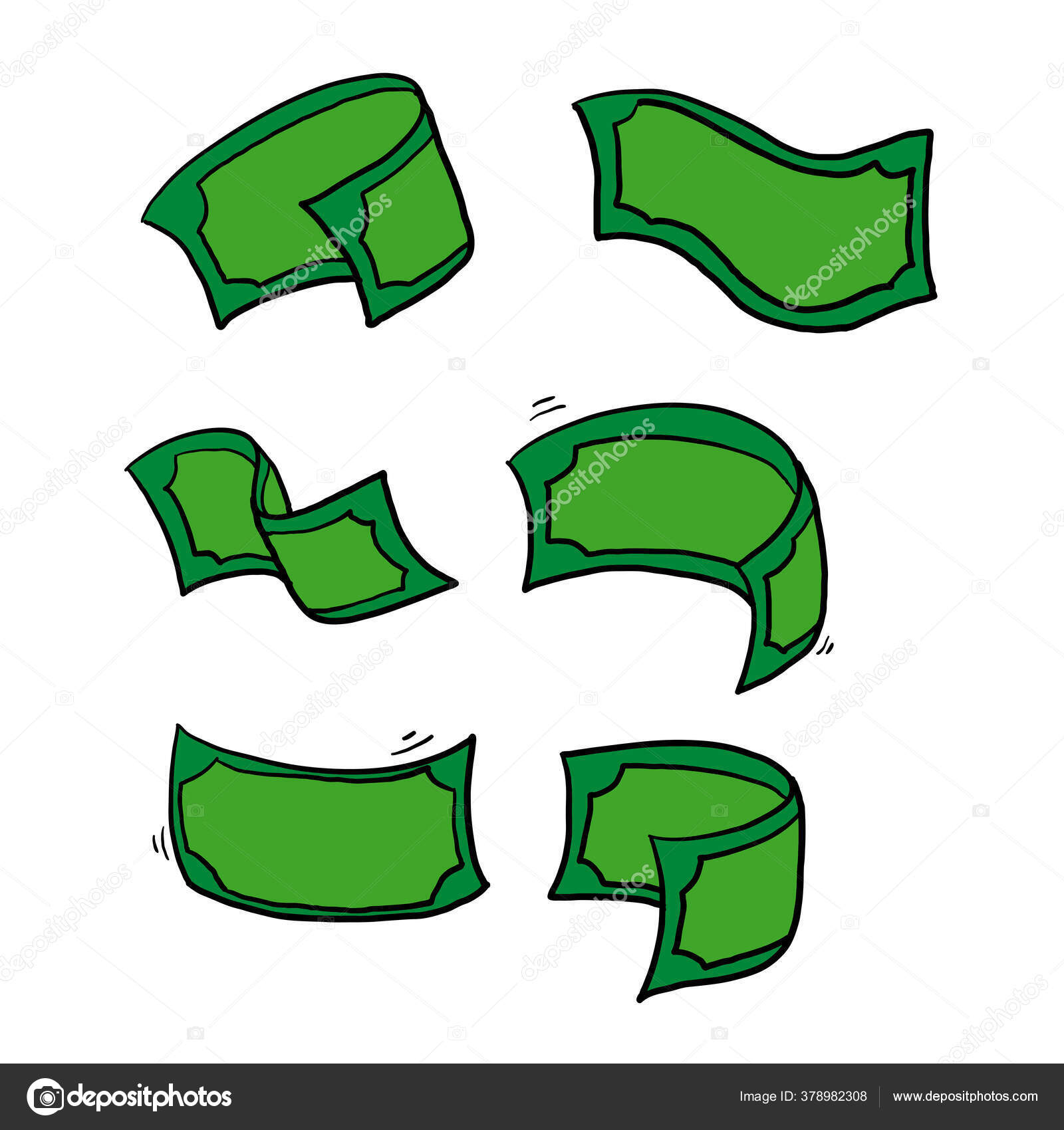 Dibujado Mano Dibujos Animados Cayendo Billetes Dinero Billete Dólar ...