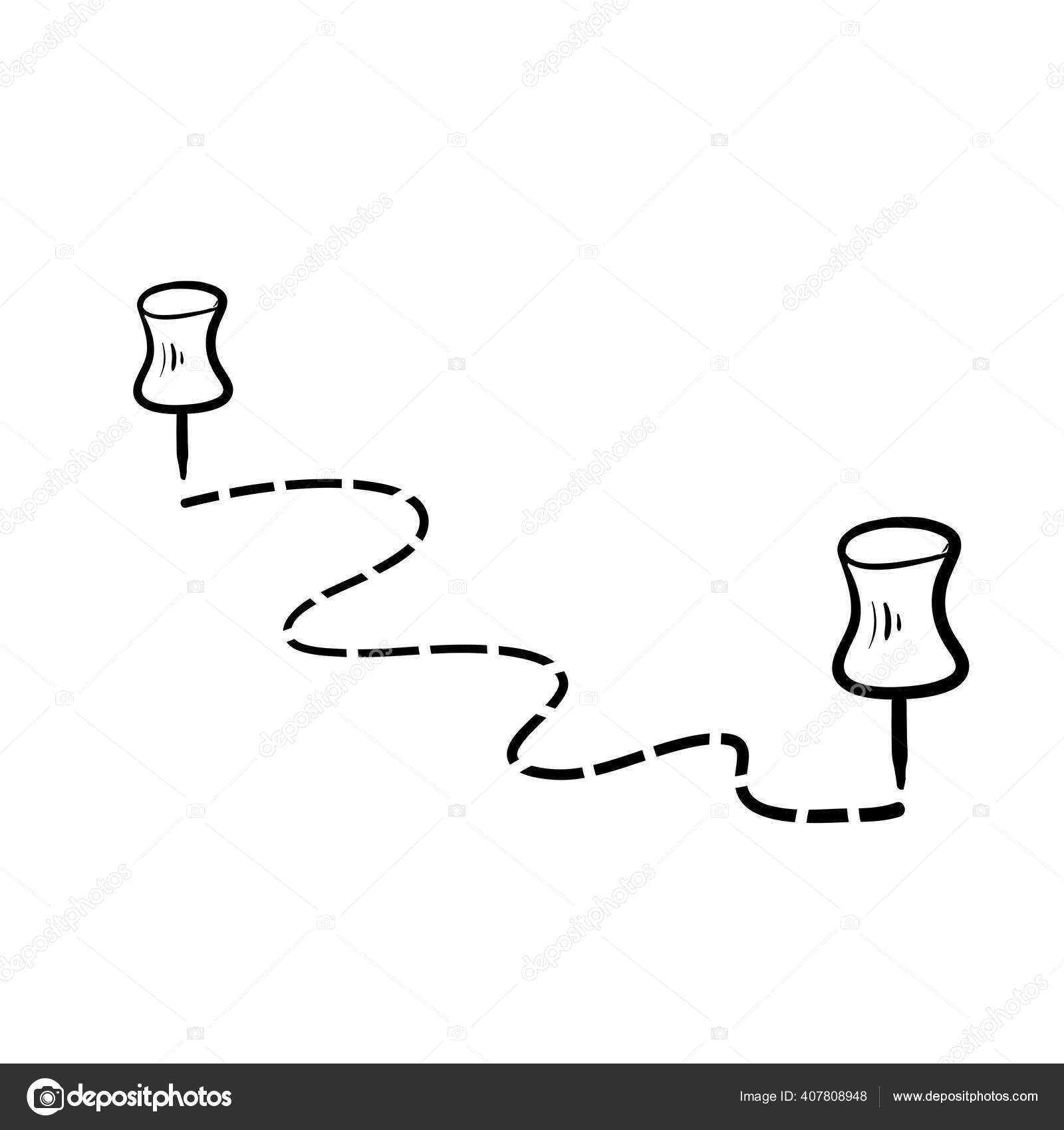 Hand Drawn Map Distance Measuring Icon Illustration Doodle Vector ...