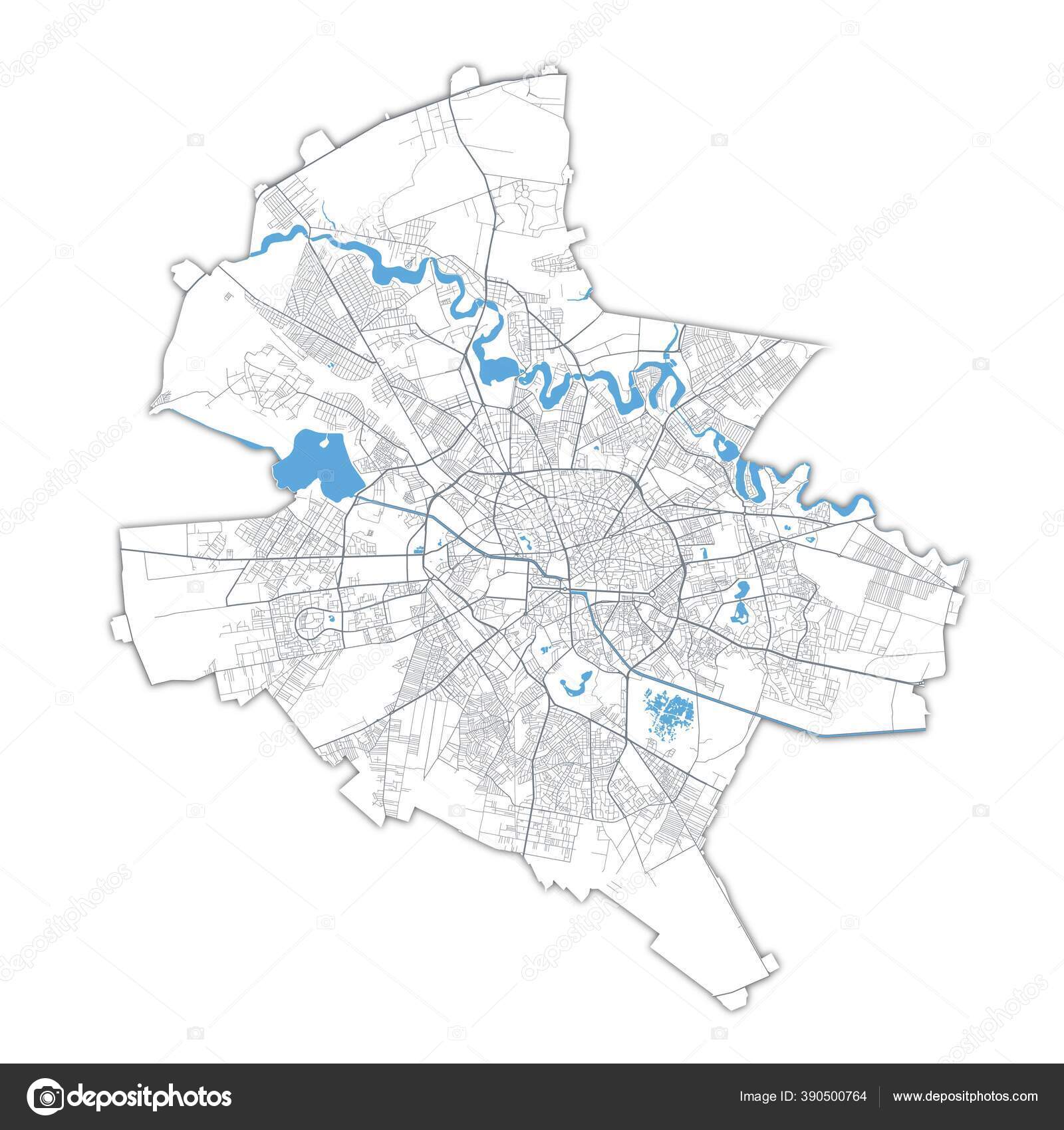 Bucharest Map Detailed Vector Map Bucharest City Administrative Area ...