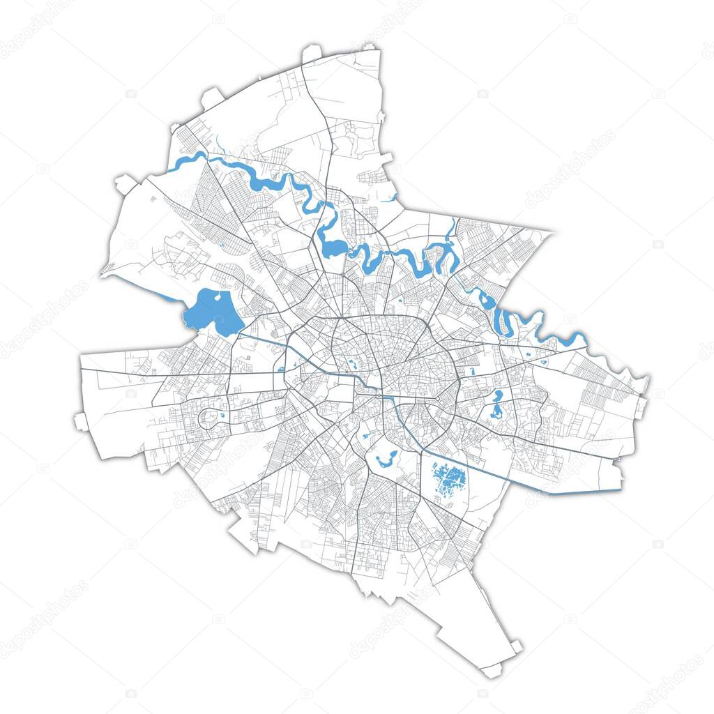 Mapa de Bucarest. Mapa vectorial detallado de Bucarest área administrativa de la ciudad. Cartel ...
