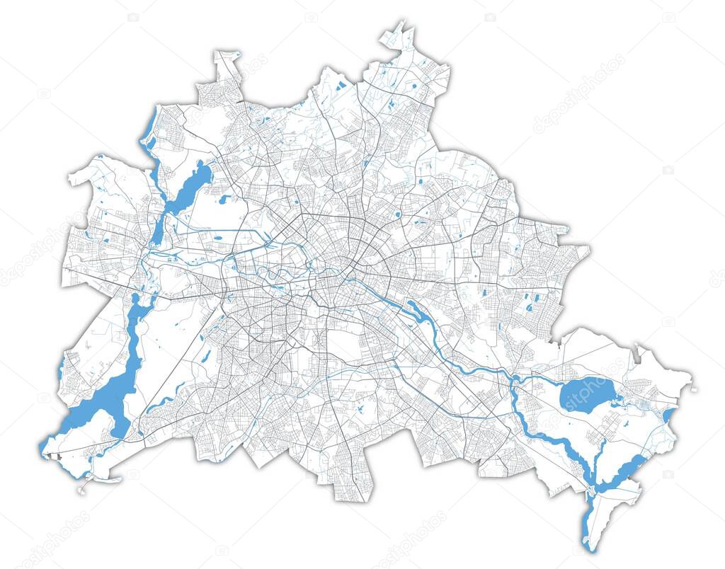 Mapa de Berlín. Mapa vectorial detallado de Berlín área administrativa ...