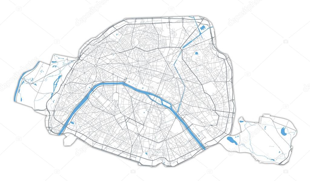 Mapa de París. Mapa vectorial detallado del área administrativa de ...