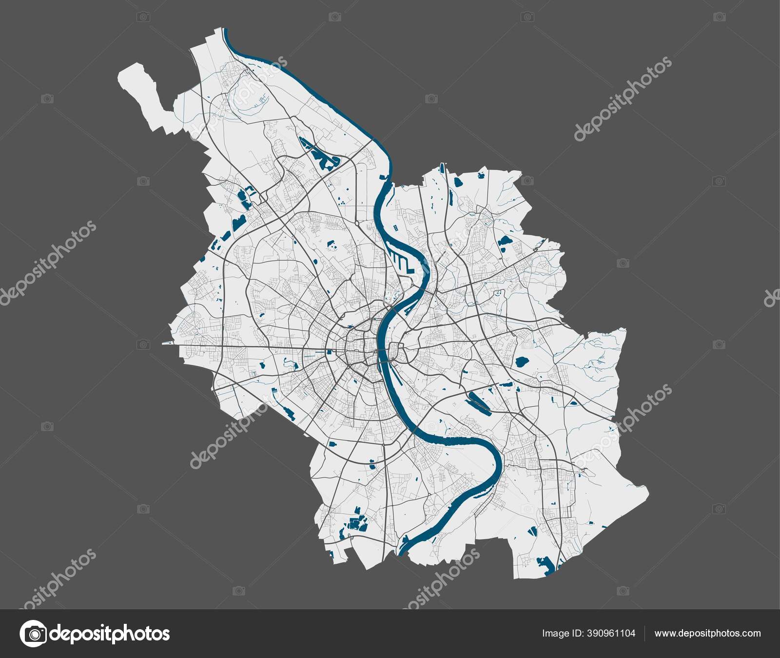 Cologne Map Detailed Vector Map Cologne City Administrative Area Poster ...
