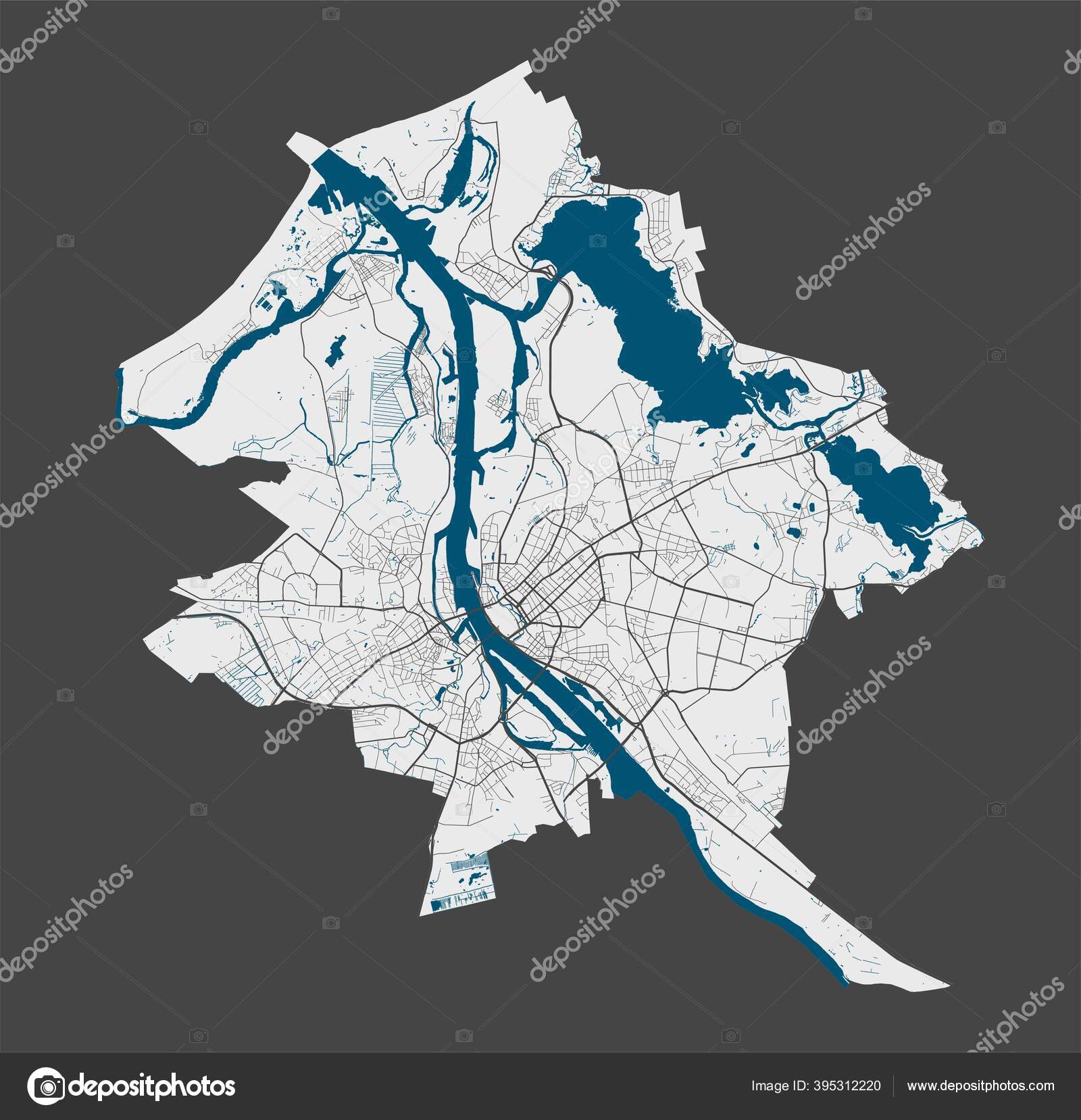 Riga Map Detailed Vector Map Riga City Administrative Area Poster Stock ...