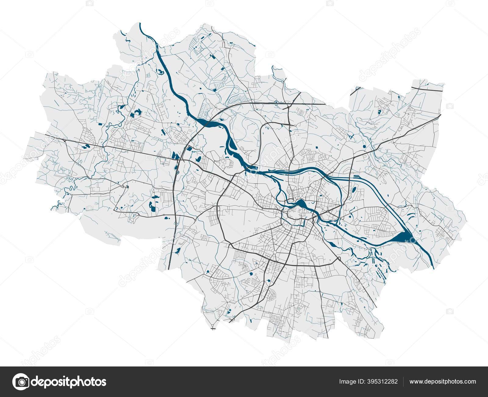 Wroclaw Map Detailed Vector Map Wroclaw City Administrative Area Poster ...