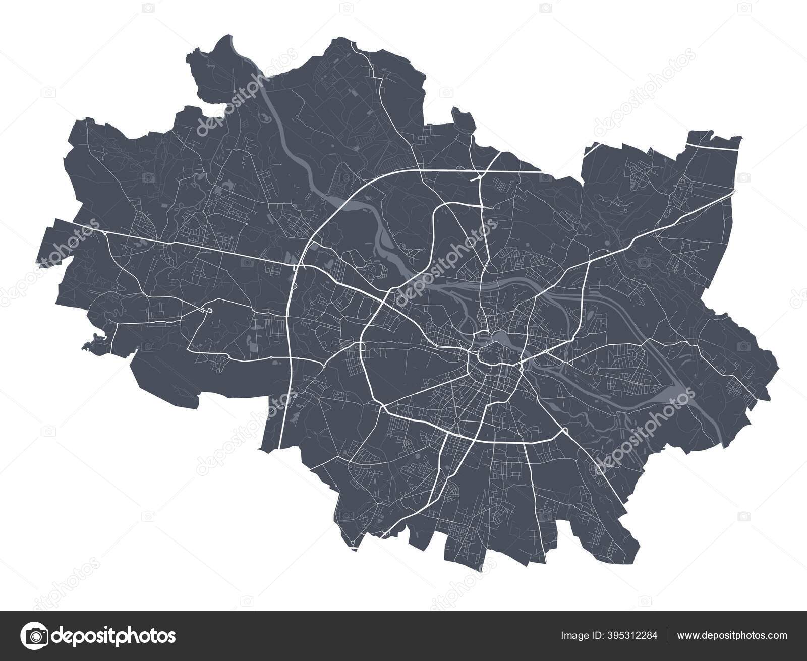 Wroclaw Map Detailed Vector Map Wroclaw City Administrative Area Dark ...