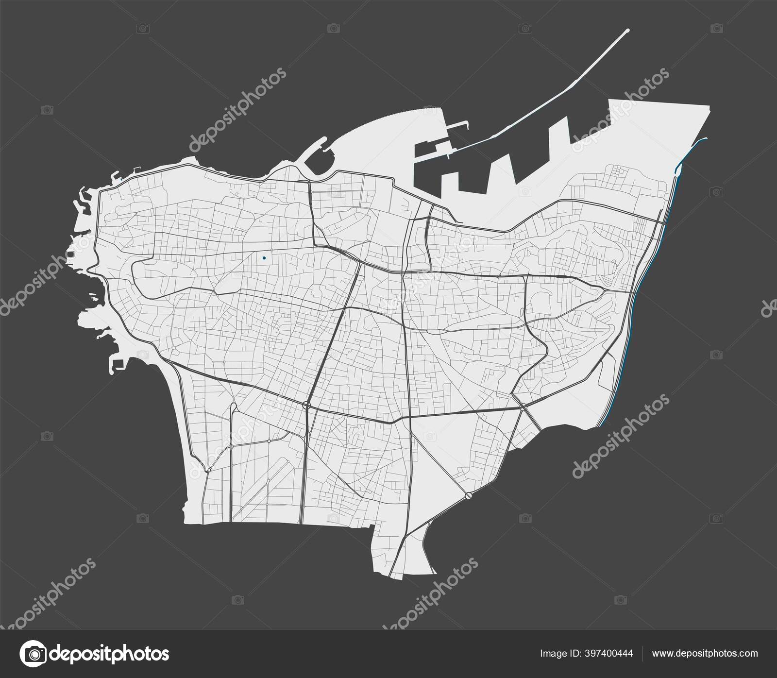 Beirut Map Detailed Vector Map Beirut City Administrative Area Poster ...