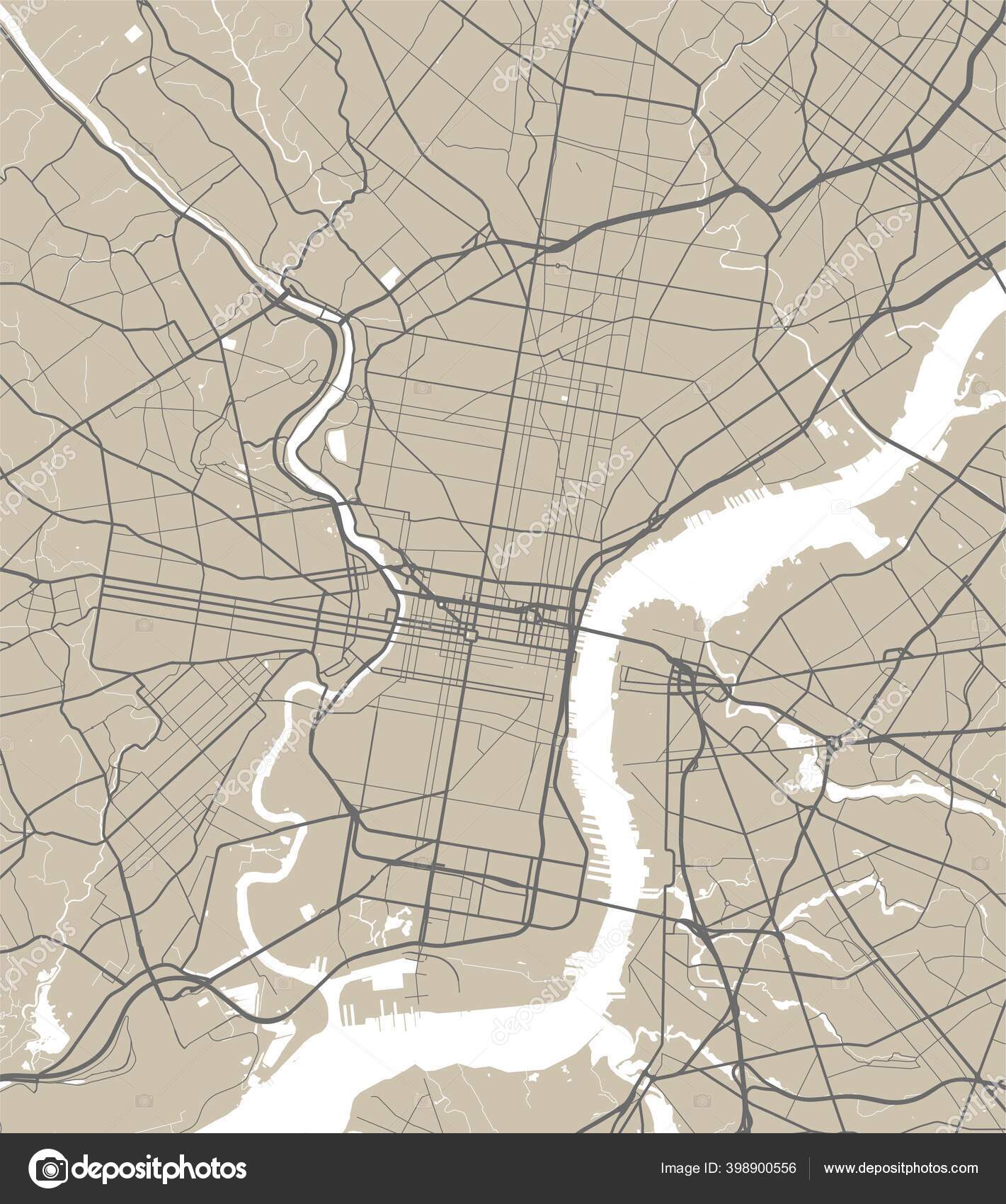Carte Vectorielle Philadelphie Illustration Carte Routière Philadelphie ...
