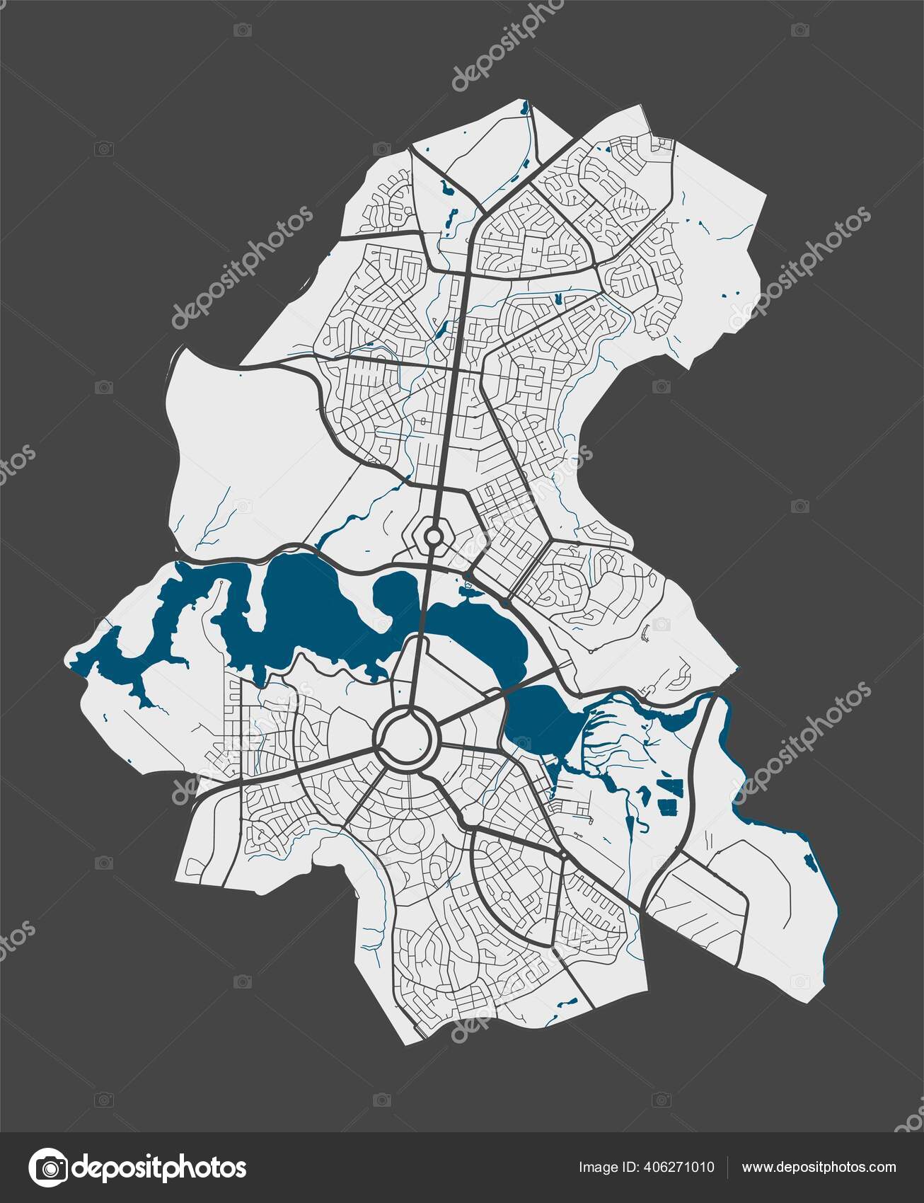 Canberra Map Detailed Vector Map Canberra City Administrative Area ...