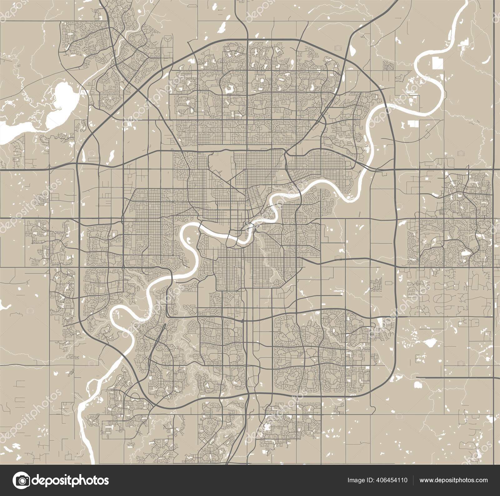 Detailed Map Edmonton City Administrative Area Royalty Free Vector ...