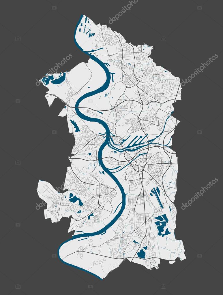 Mapa de Duisburg. Mapa detallado de Duisburg la ciudad el área ...