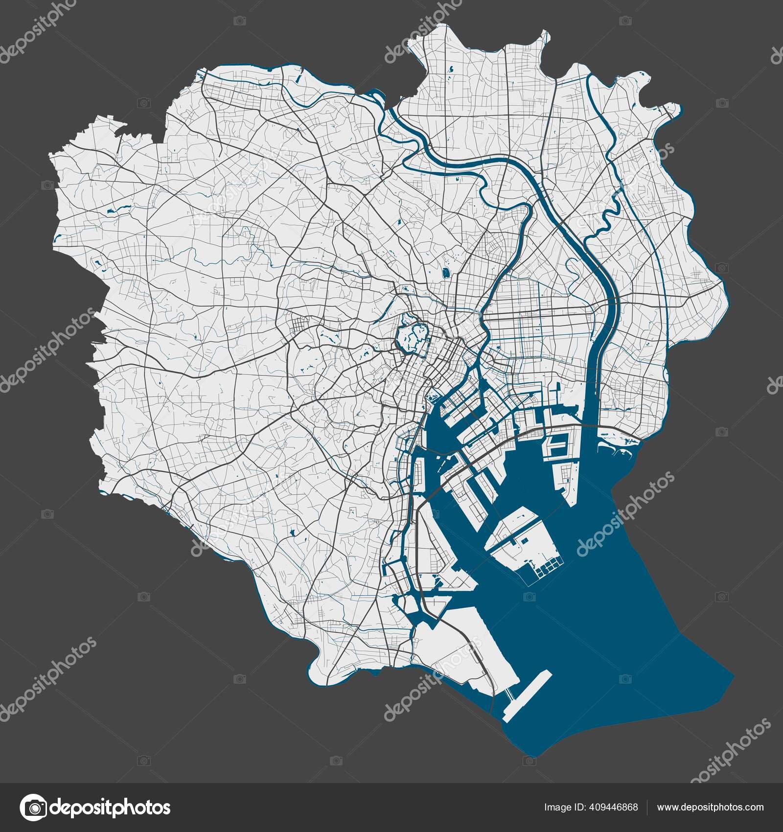 Mapa Tokio Szczegółowa Mapa Miasta Tokio Obszar Administracyjny ...