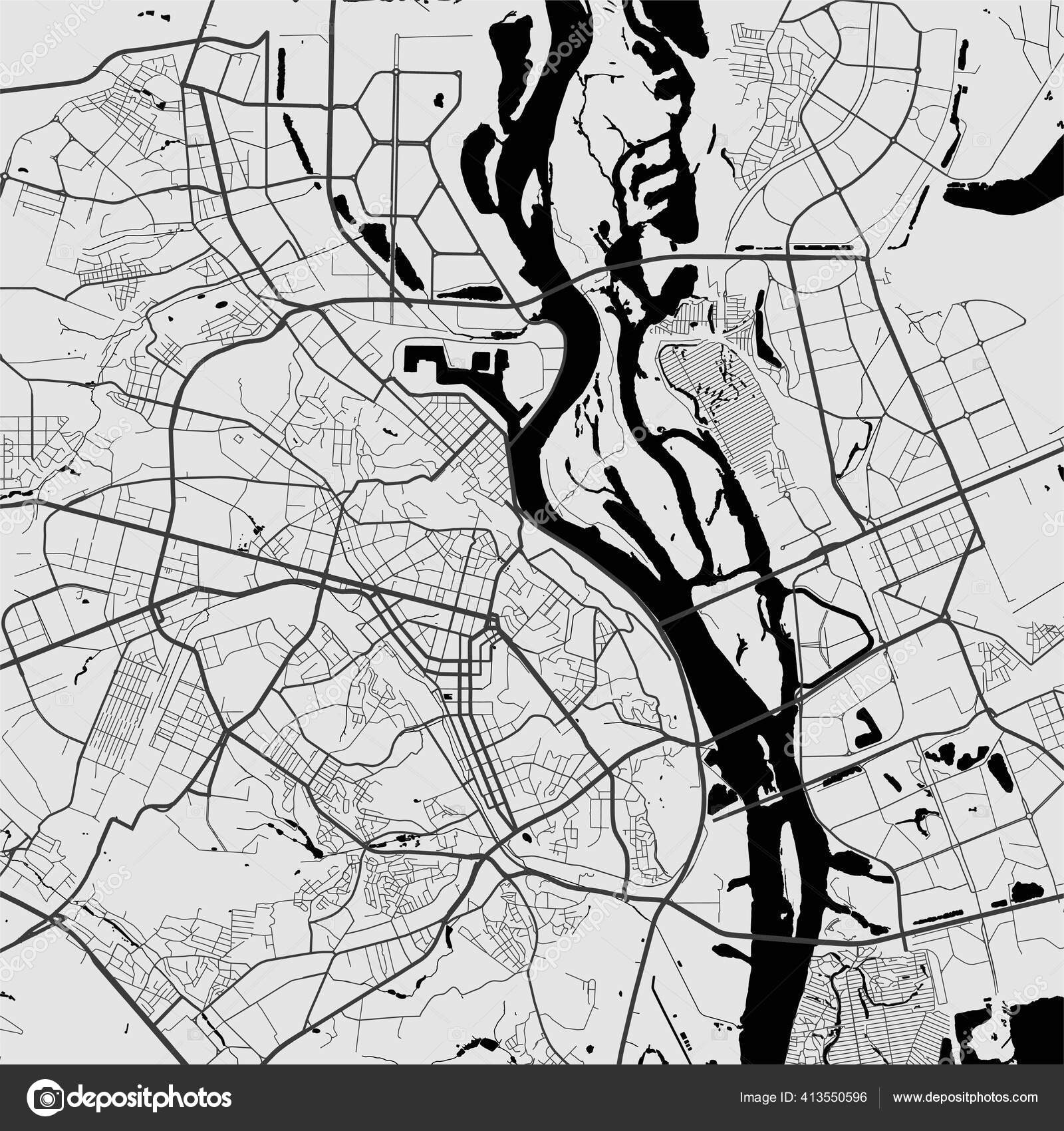 Urban City Map Kyiv Kiev Vector Illustration Kyiv Kiev Map Stock Vector ...