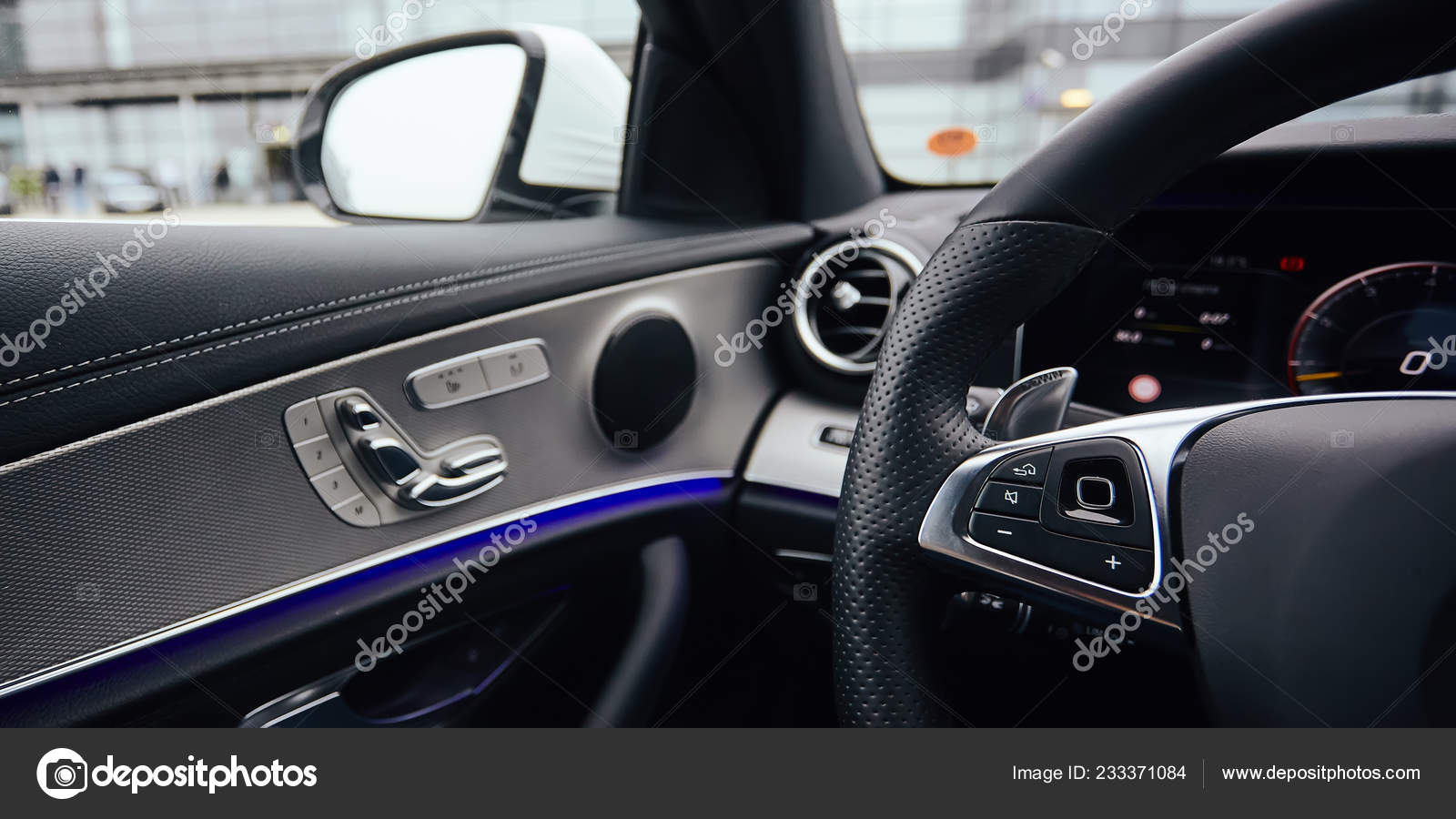 Control buttons on steering wheel. Car interior. – Stock Editorial ...