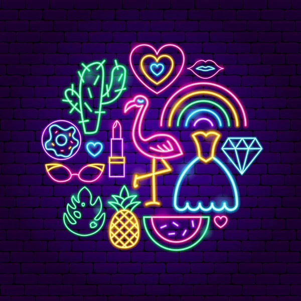 Girl Power Neon Icons — Stock Vector © Anna_leni #232447698