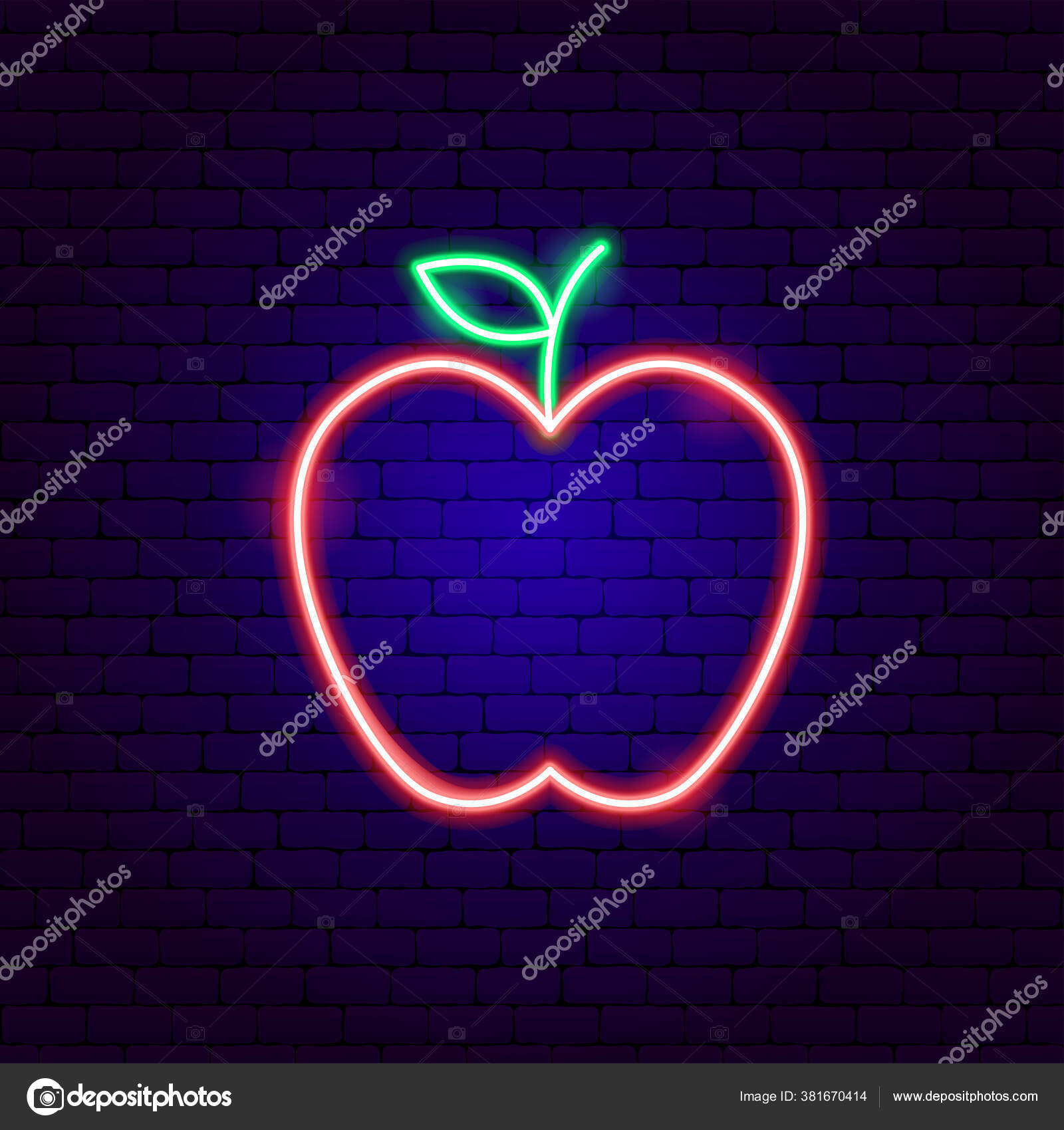 Red Apple Neon Sign — Stock Vector © Anna_leni #381670414