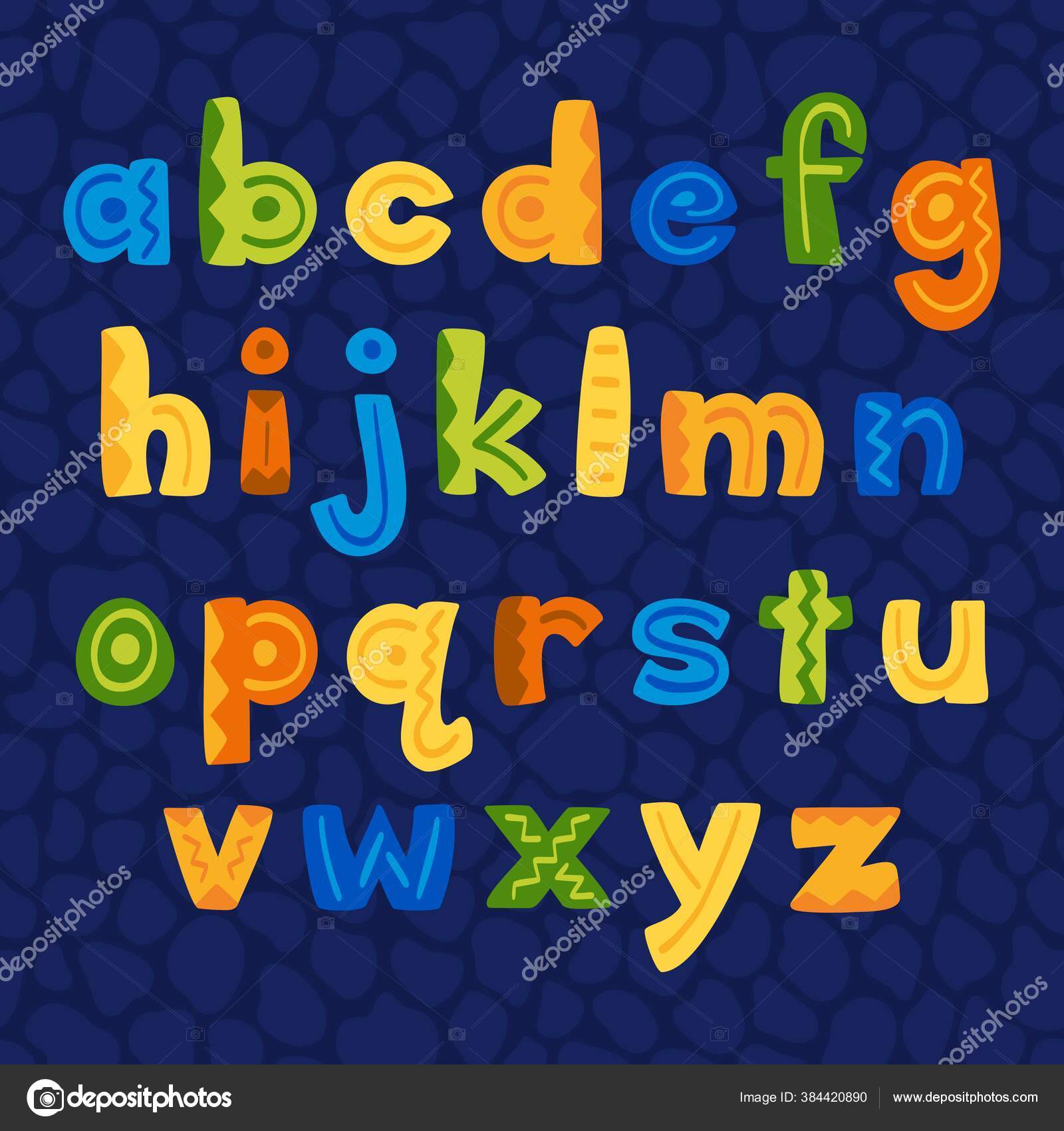 Cartoon Vector Alphabet Huruf Kecil Fonta Ilustrasi Vektor Vektor Stok ...
