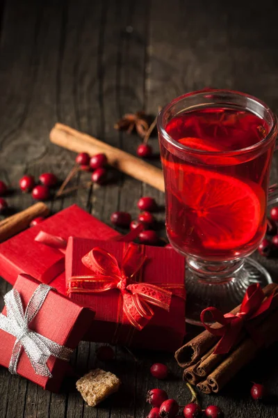 Red Hot Drink Tea Spices Cinnamon Anise Fruits Brown Sugar — Stock ...