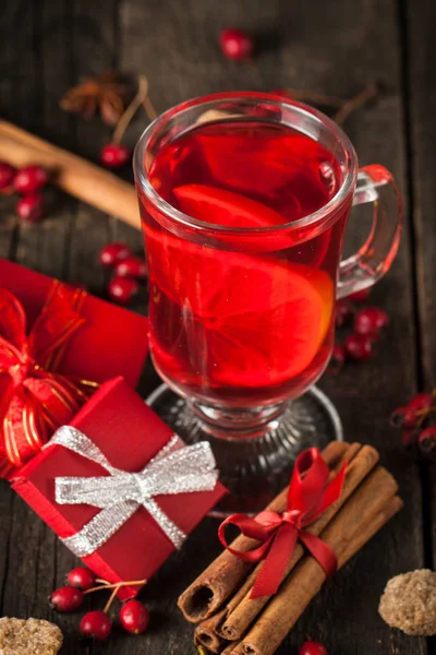 Red Hot Drink Tea Spices Cinnamon Anise Fruits Brown Sugar — Stock ...
