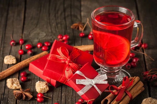 Red Hot Drink Tea Spices Cinnamon Anise Fruits Brown Sugar — Stock ...