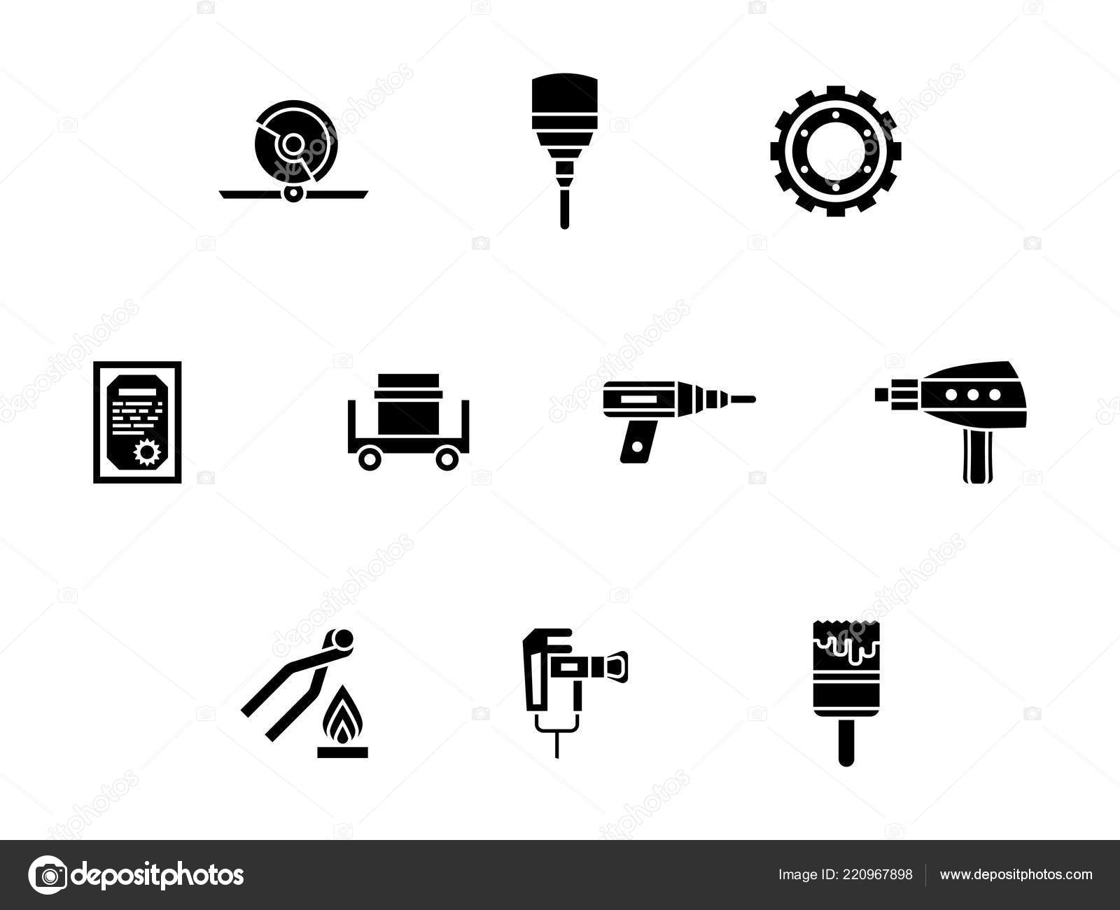 Metal processing tools glyph vector icons set Stock Vector Image by ...