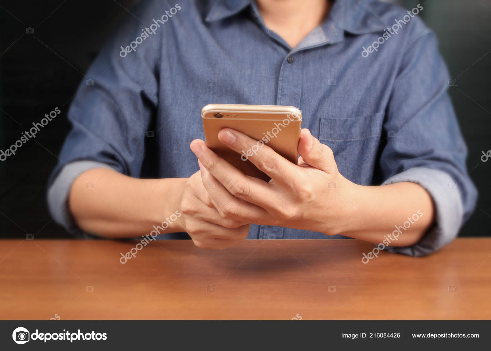 Man Hand Holding Smartphone Device Touching Screen — Stock Photo ...