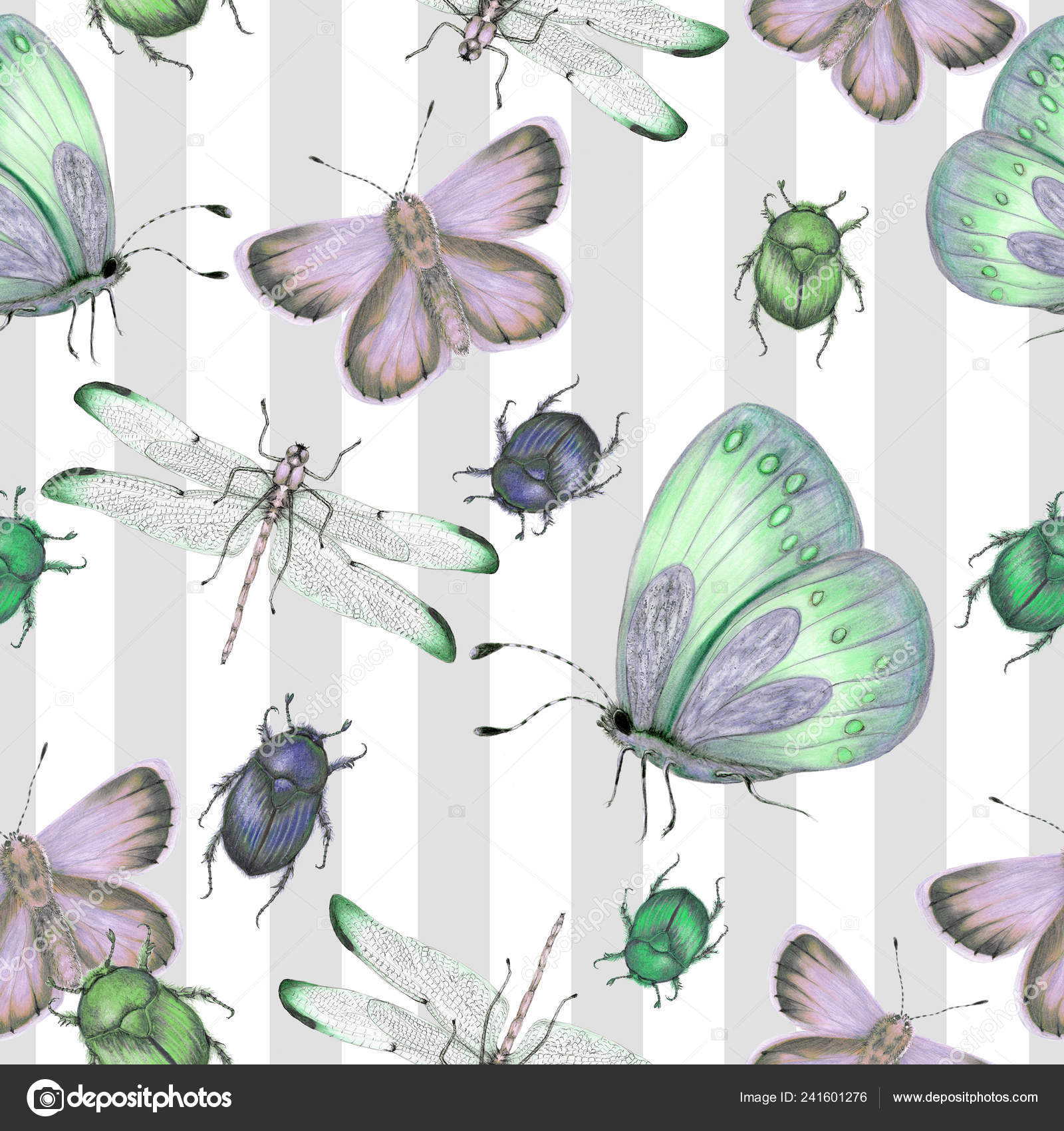 Seamless Pattern Hand Drawn Insects Stock Illustration by ©Arevka ...