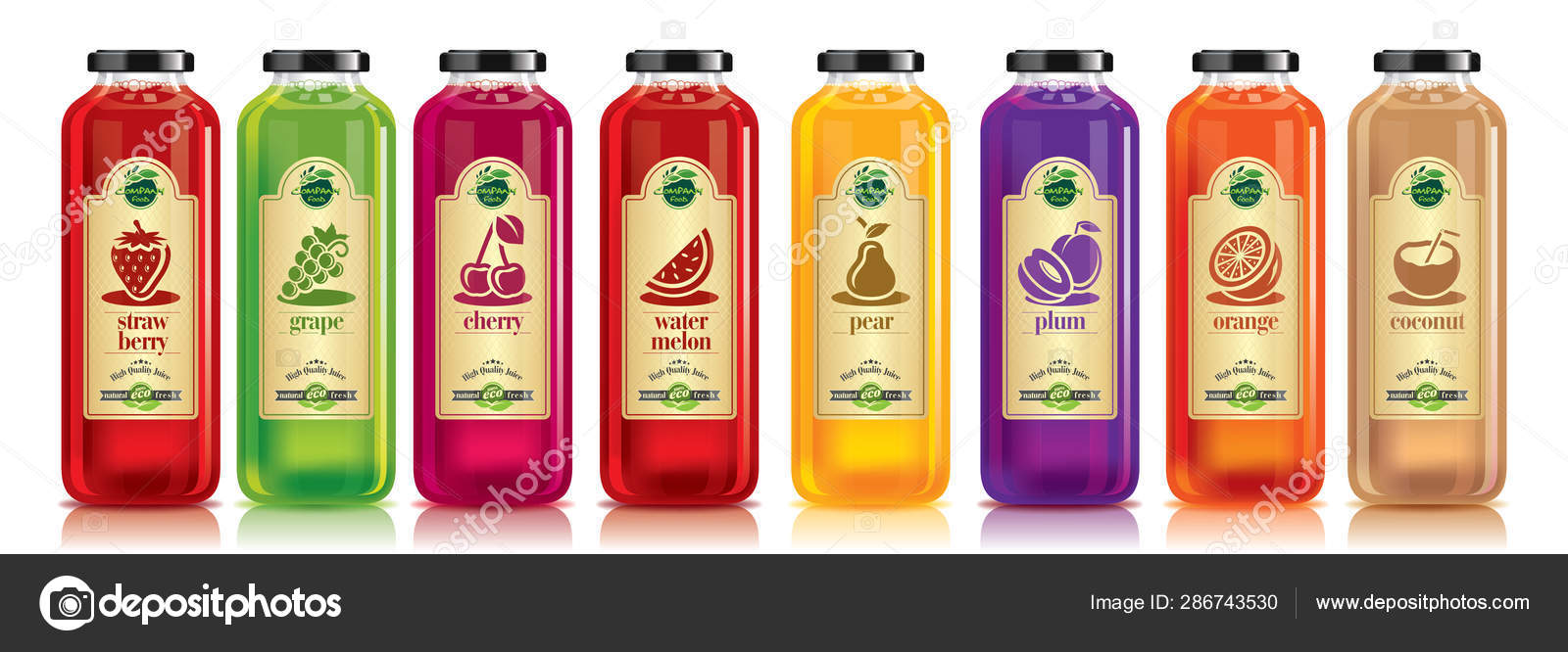 Ready design vector juice, fruit bottle set Stock Vector Image by ...