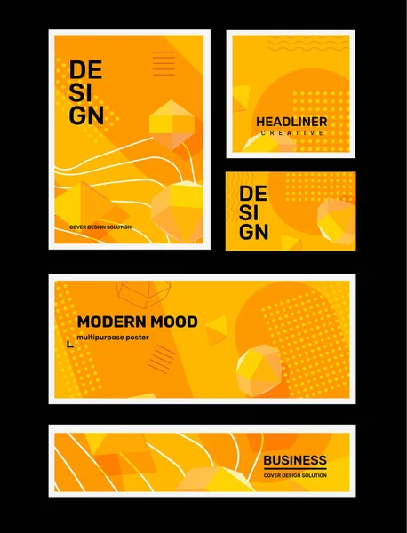 Vector set of creative yellow abstract different illustration in ...