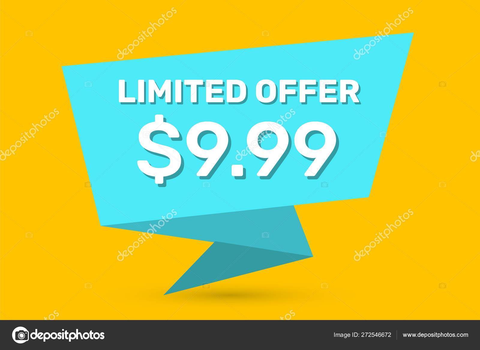 Vector cartoon blue limited offer speech bubble on yellow color Stock ...