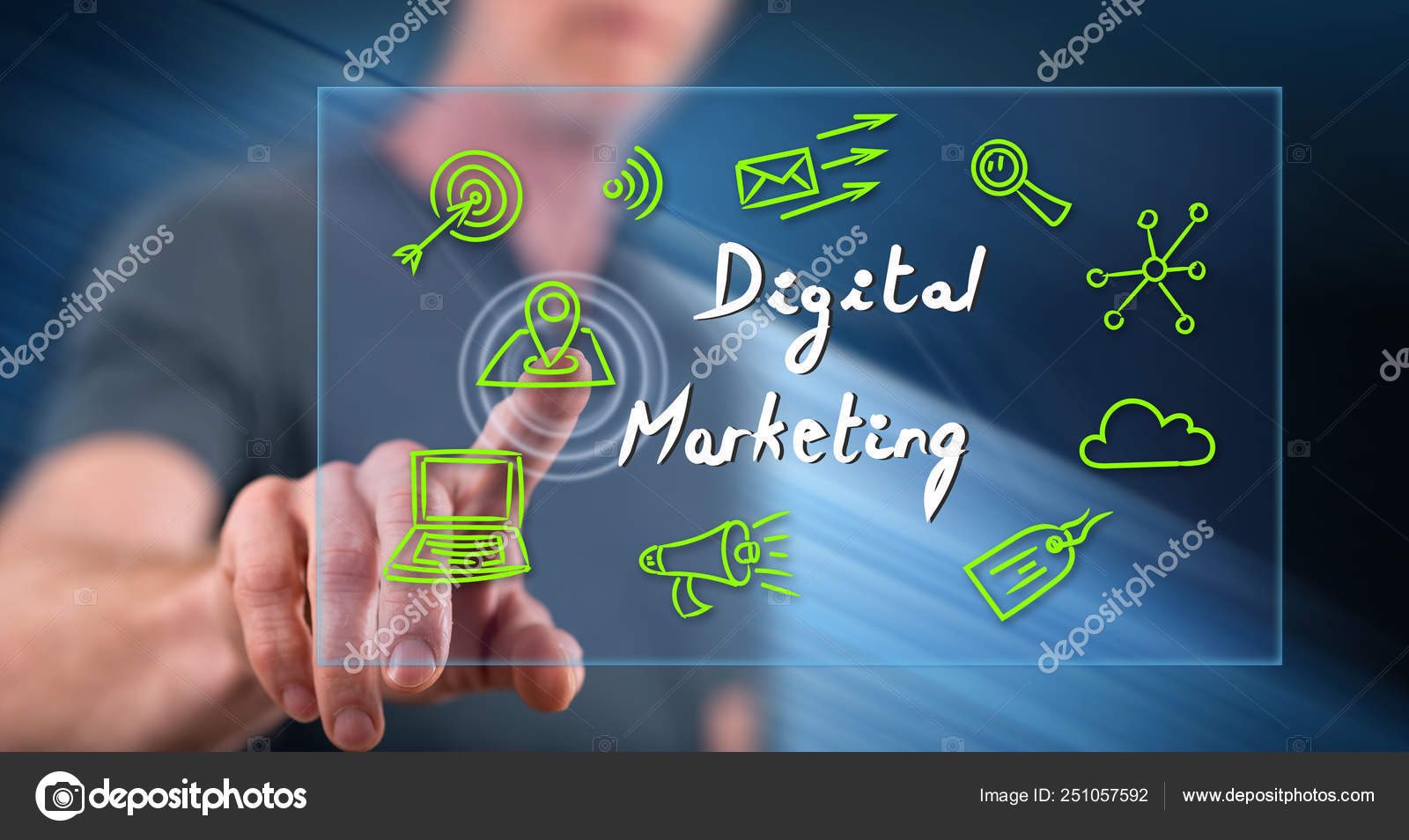 Man touching a digital marketing concept Stock Photo by ©thodonal 251057592
