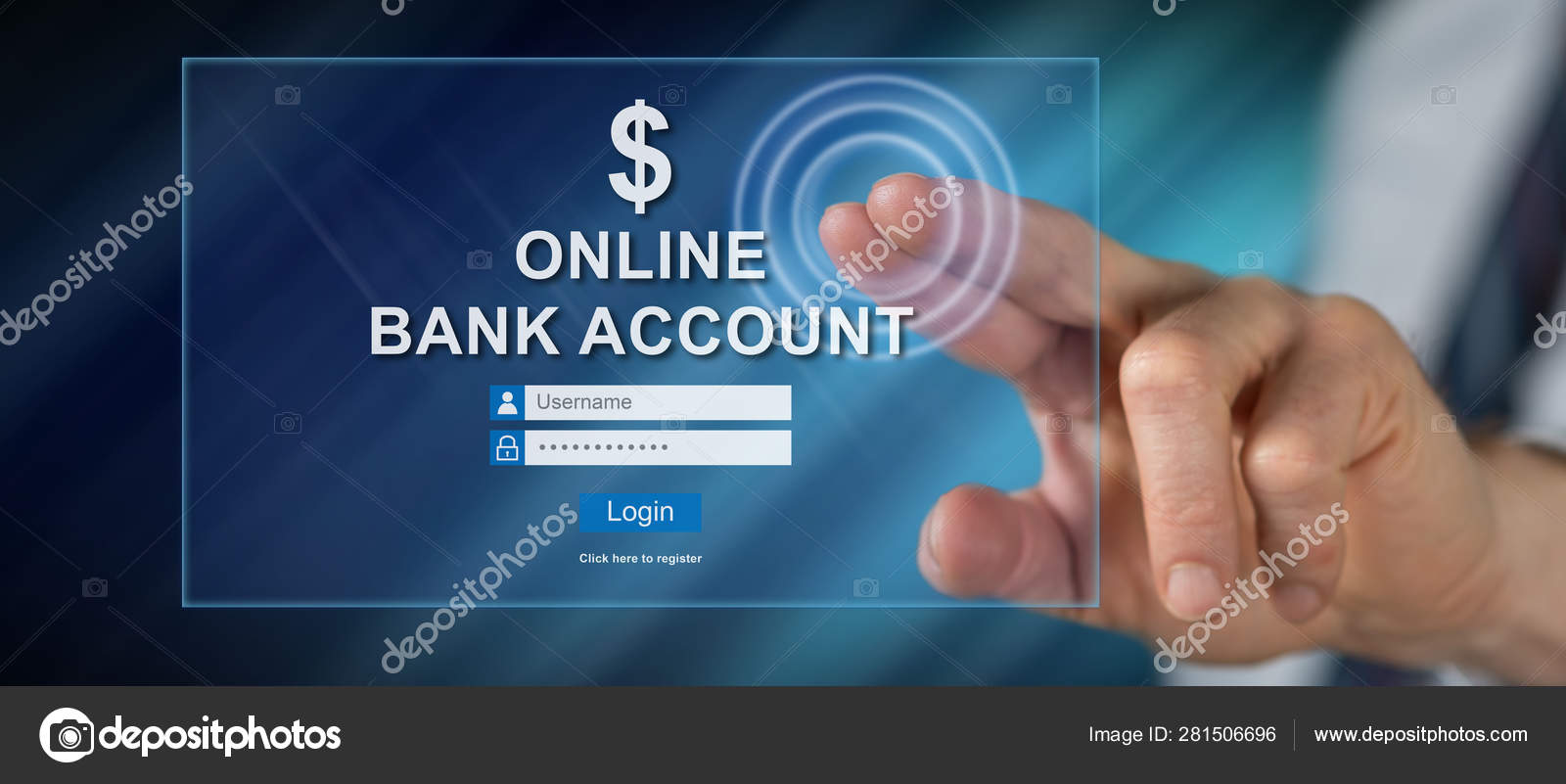Man touching an online bank account website — Stock Photo © thodonal ...