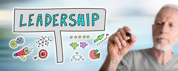 Relaxed Businessman Looking Leadership Concept Whiteboard Stock Photo ...